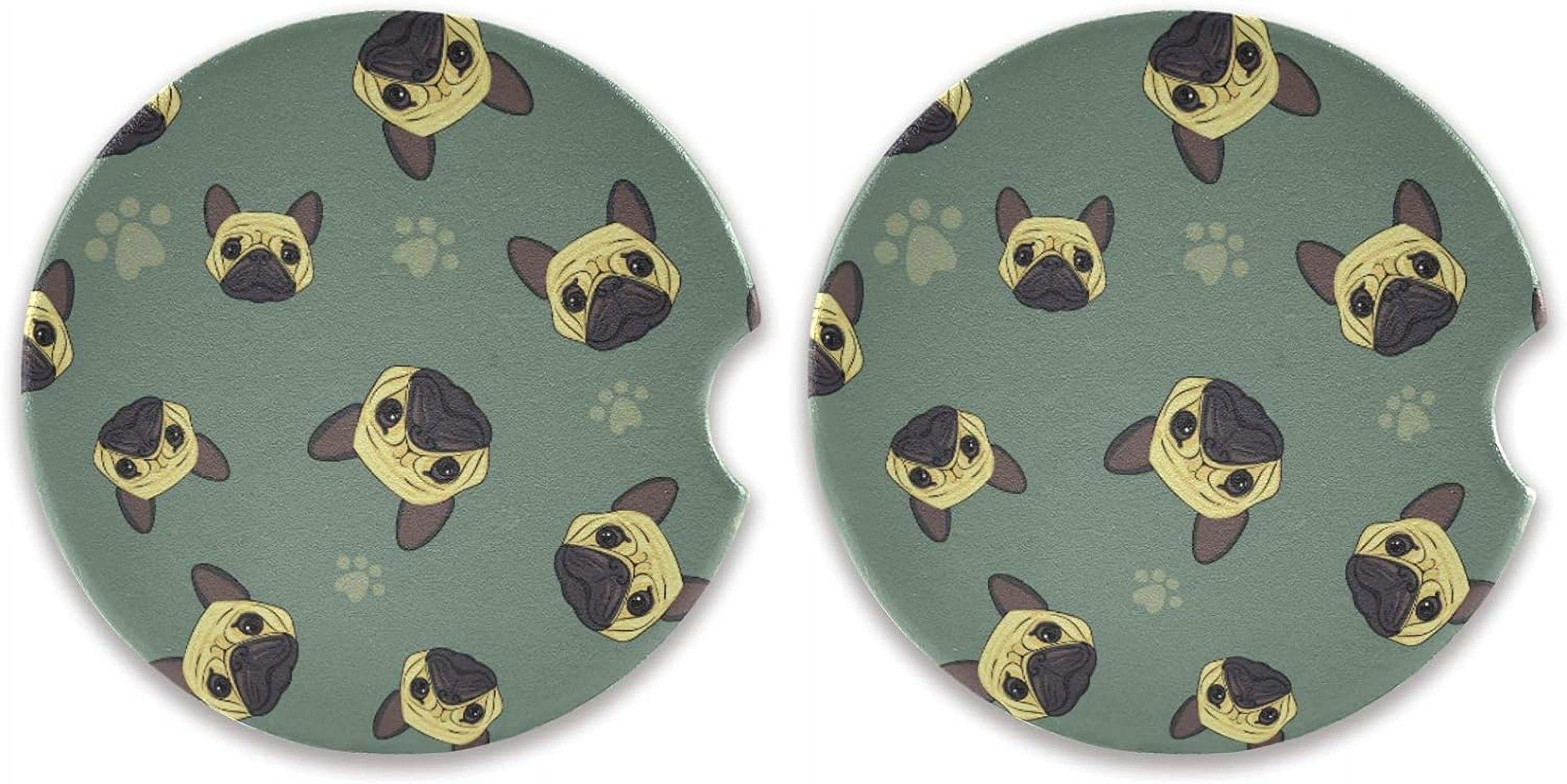 GZHJMY Car Coasters 2 Pack, 2.5inch Pet Puppy Dog Absorbent Ceramic ...