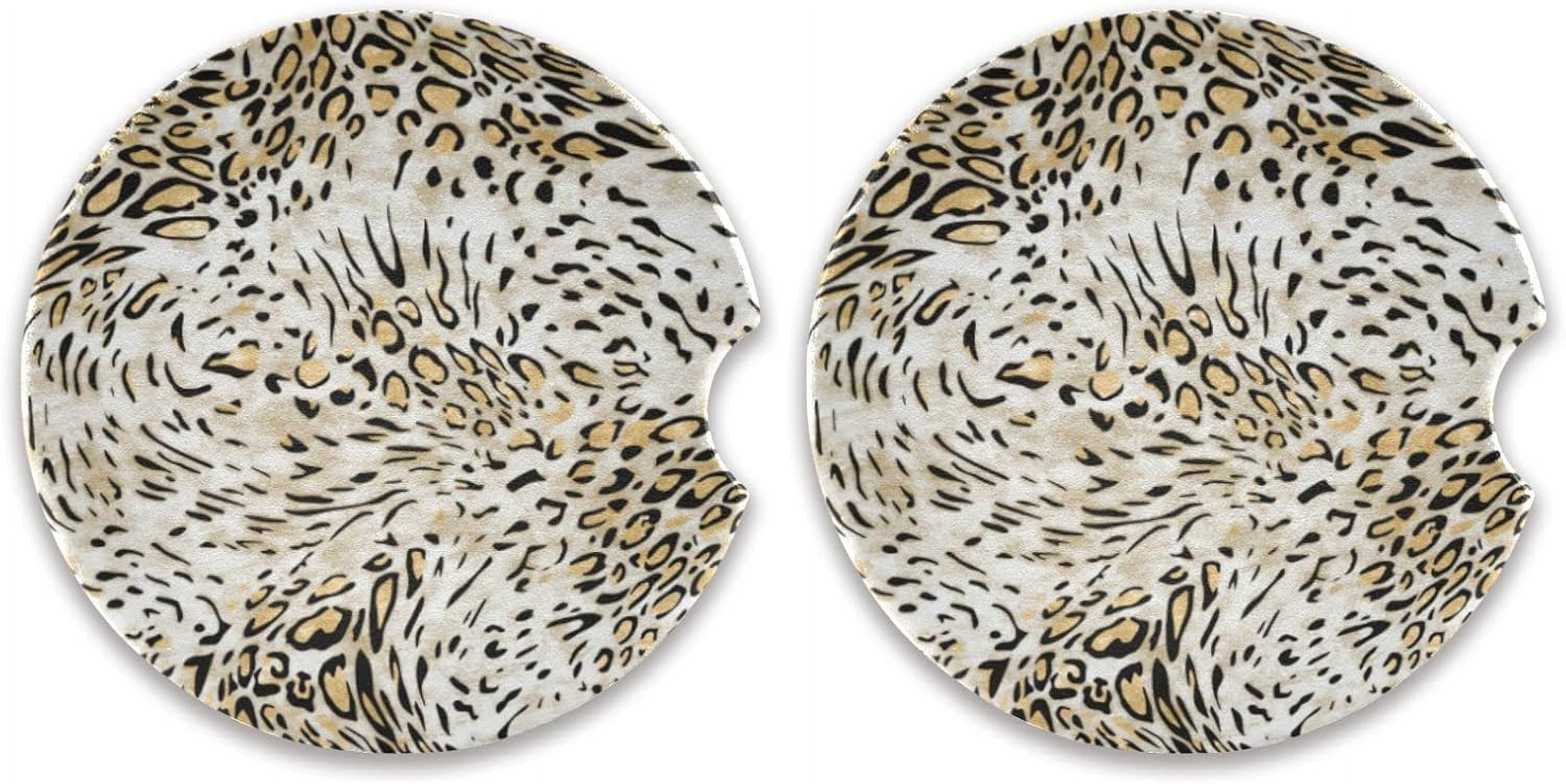 GZHJMY Car Coasters 2 Pcs Abstract Leopard Animal Skin Ceramic Drink ...