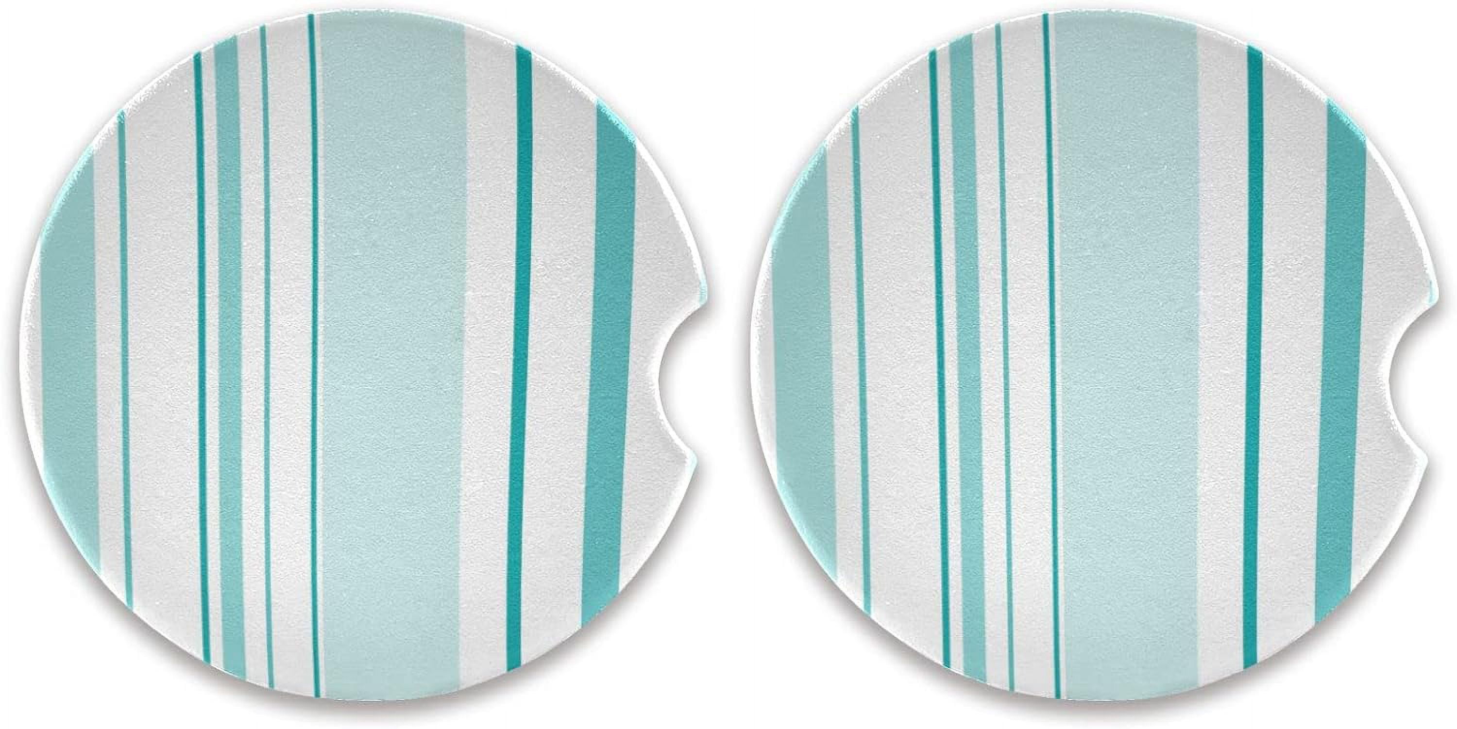 GZHJMY Car Coasters 2 Pcs Blue Striped Ceramic Drink Coaster for Cup ...
