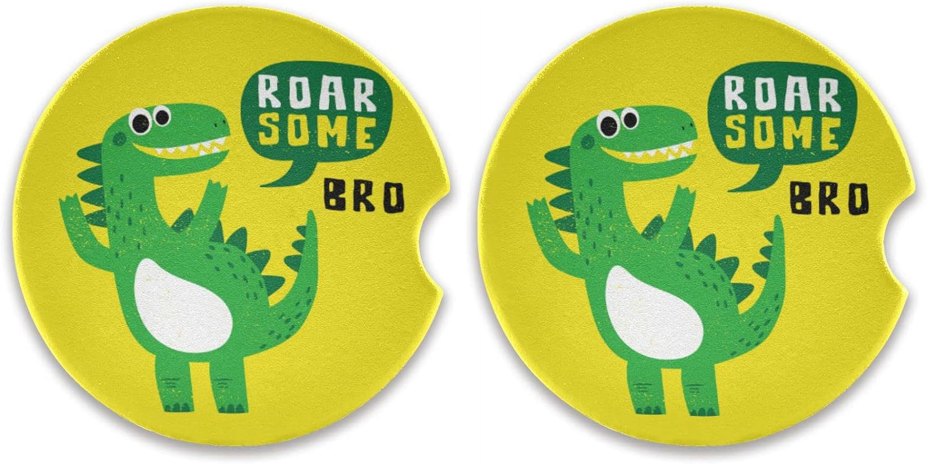GZHJMY Car Coasters 2 Pcs Cute Dinosaur Hello Bro Ceramic Drink Coaster ...