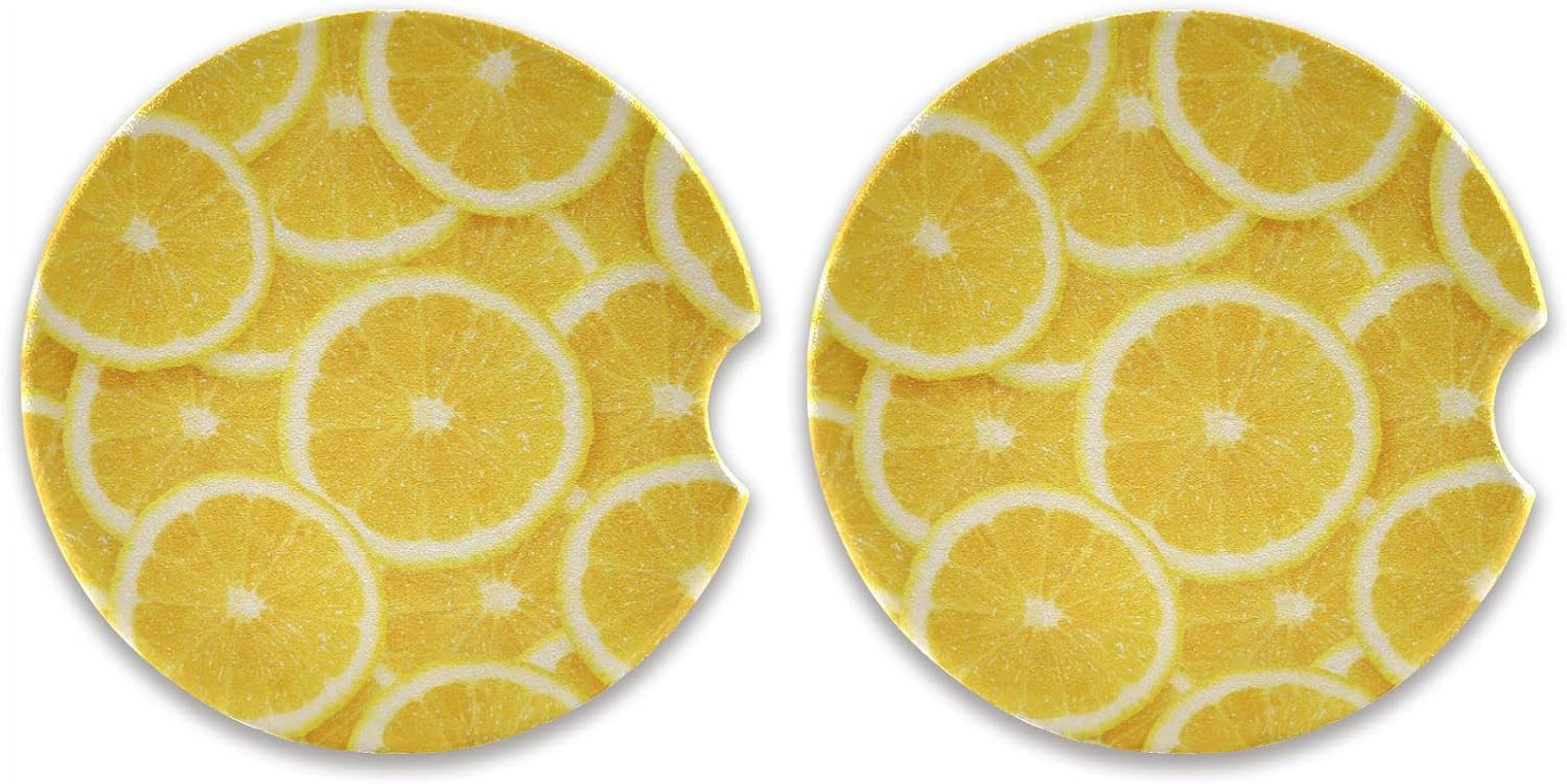 GZHJMY Car Coasters 2 Pcs Lemon Slice Ceramic Drink Coaster for Cup ...