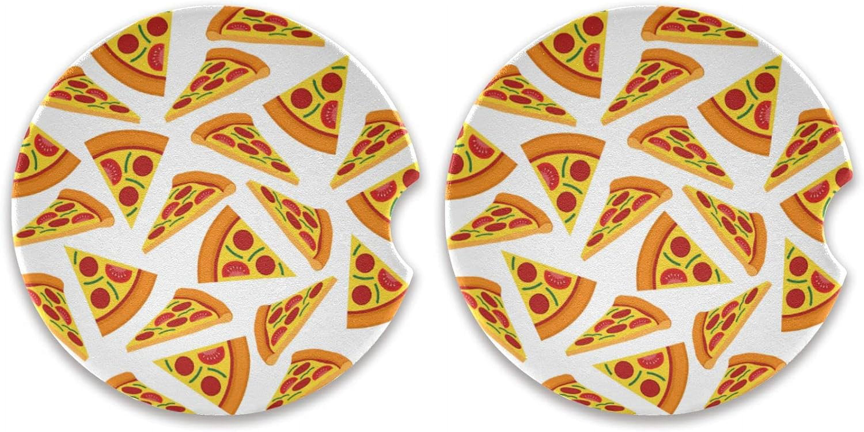 GZHJMY Car Coasters 2 Pcs Pizza Ceramic Drink Coaster for Cup Holder ...