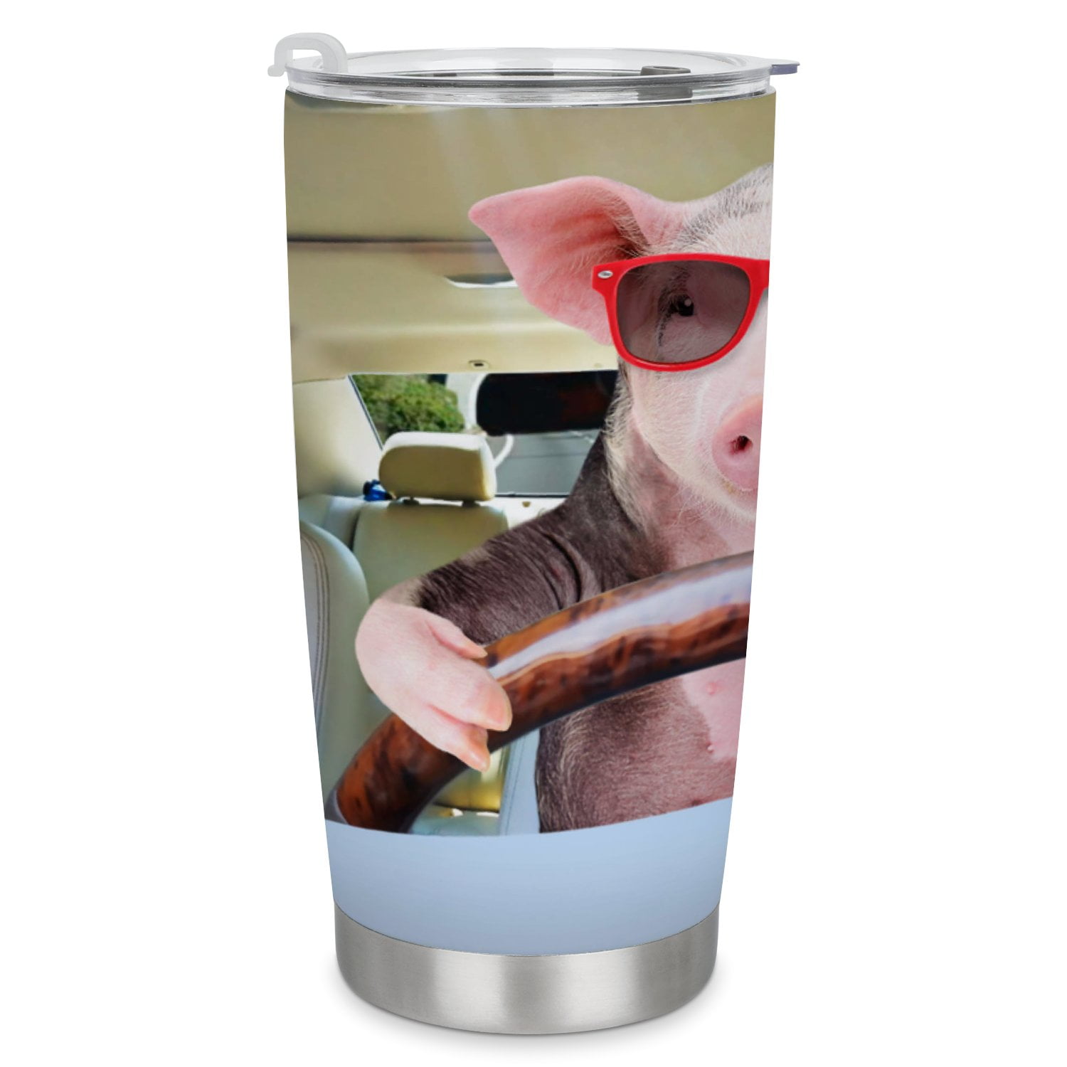 GZHJMY Car Cup Travel Mug, Funny Pig Driving A Car 304 Stainless Steel ...