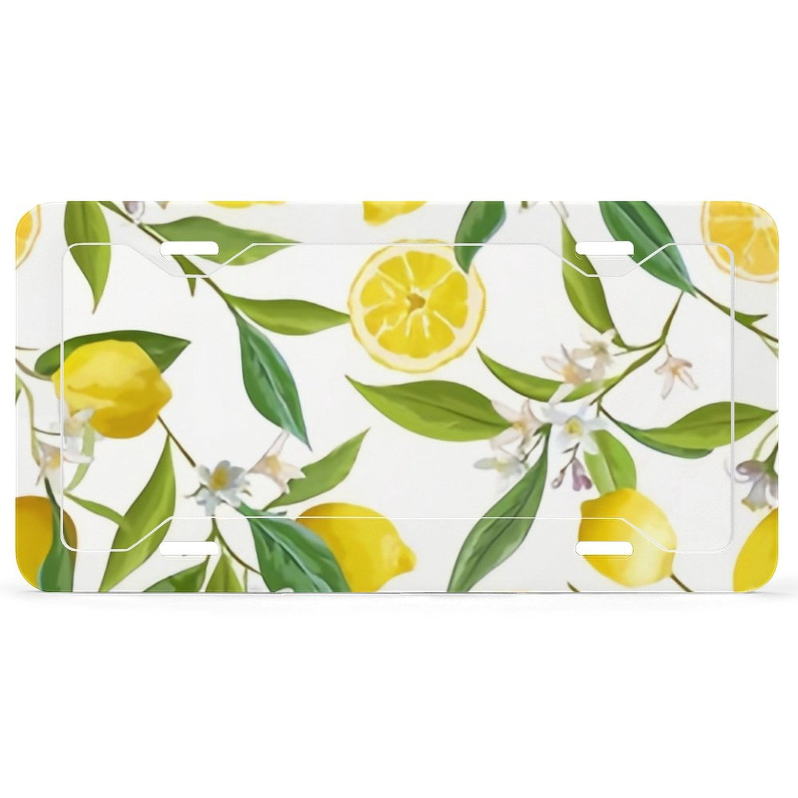 GZHJMY Car License Plate Cover and Frame, Floral Pattern Lemon Fruits ...