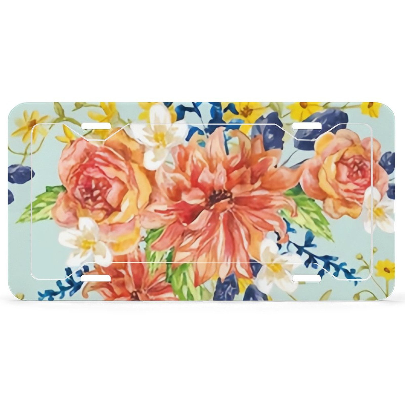 GZHJMY Car License Plate Cover and Frame, Flowers Red Orange Yellow ...
