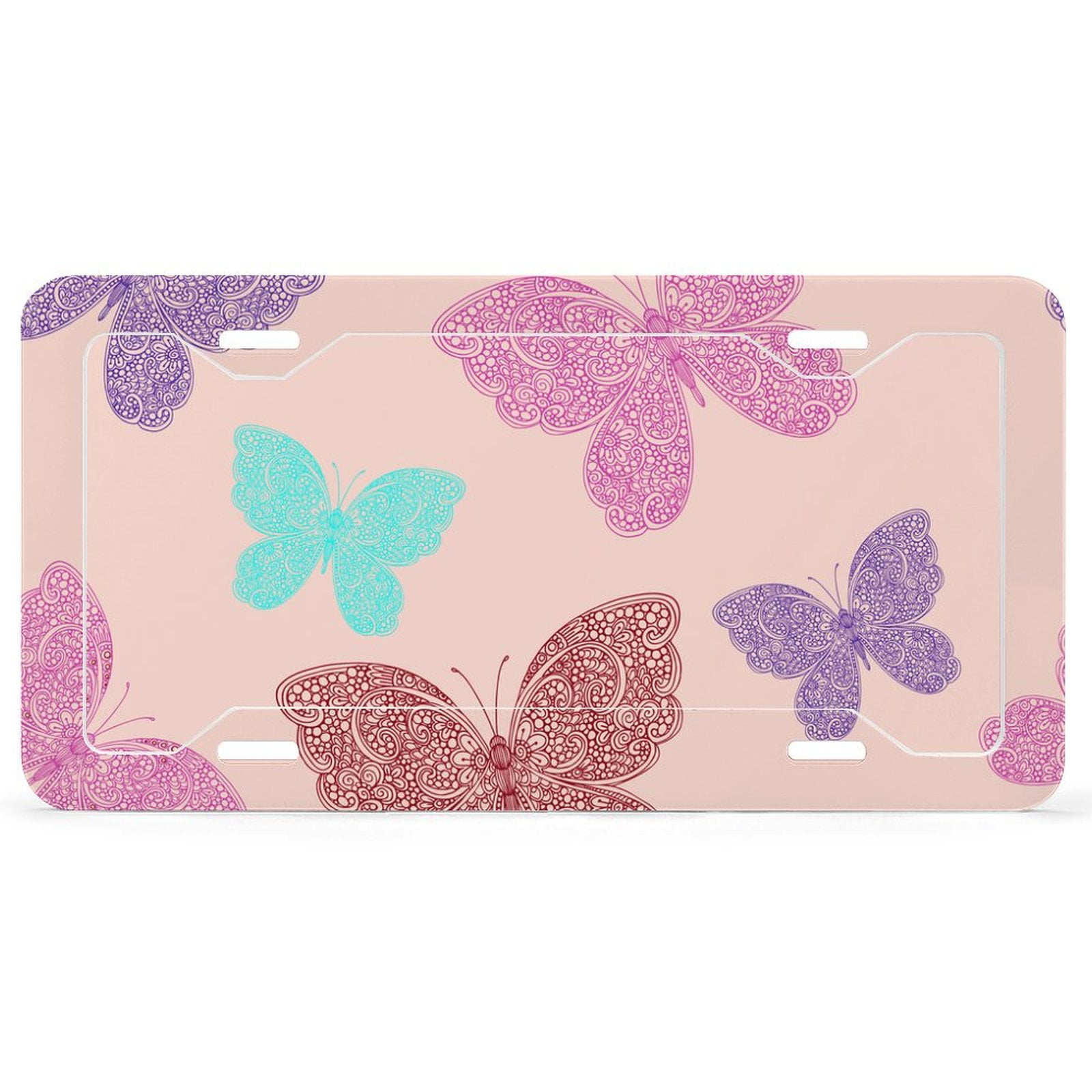 GZHJMY Car License Plate Cover and Frame, Hand Drawn Doodle Butterflies ...