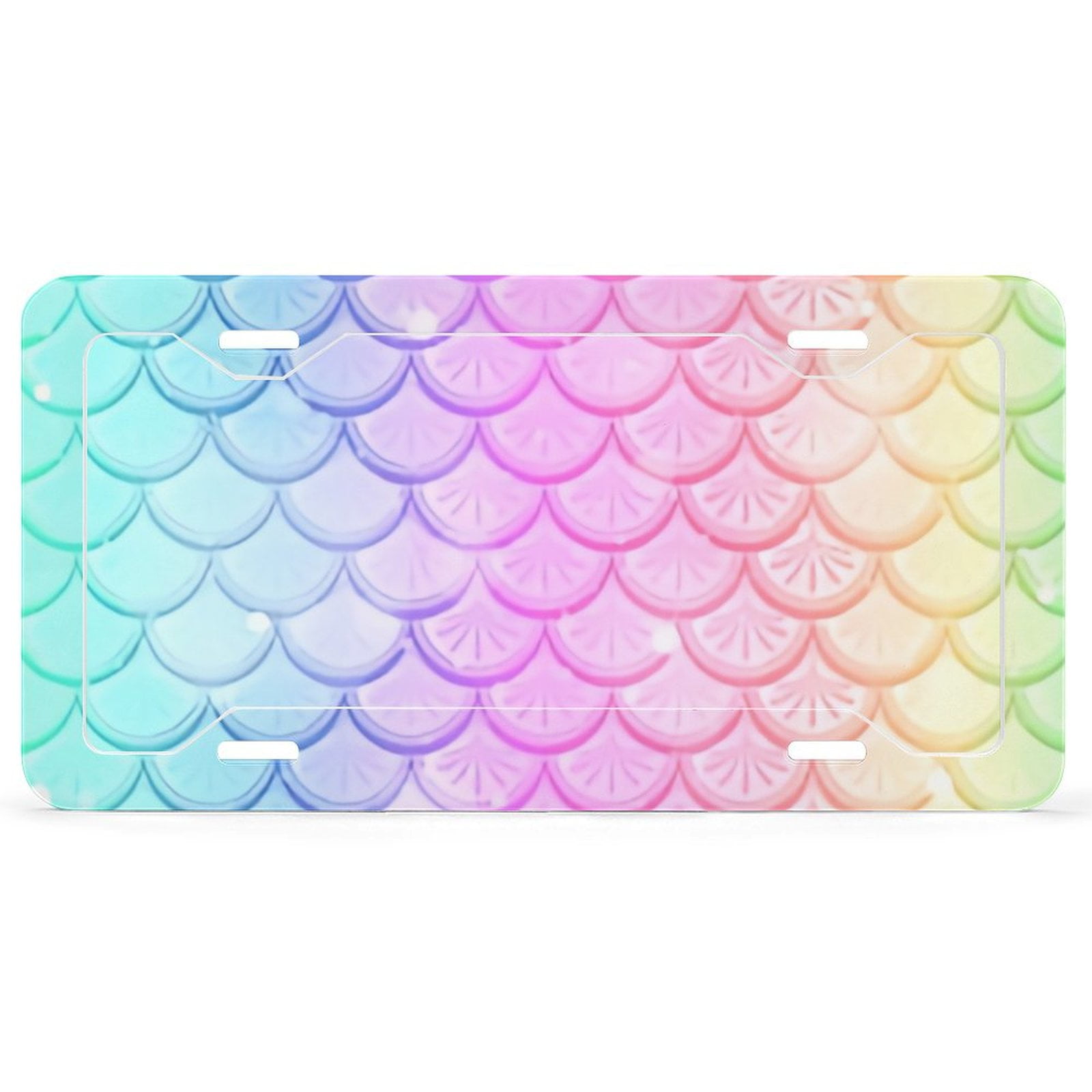 GZHJMY Car License Plate Cover and Frame, Pastel Rainbow Fish Scales ...
