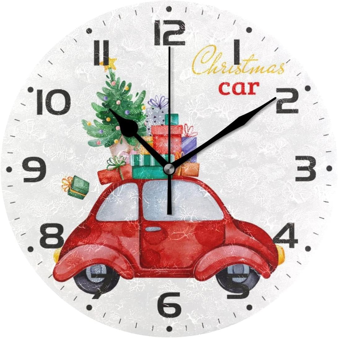 GZHJMY Car Wall Clock, 10" Silent Non Ticking Round Clock, Oil Painting ...