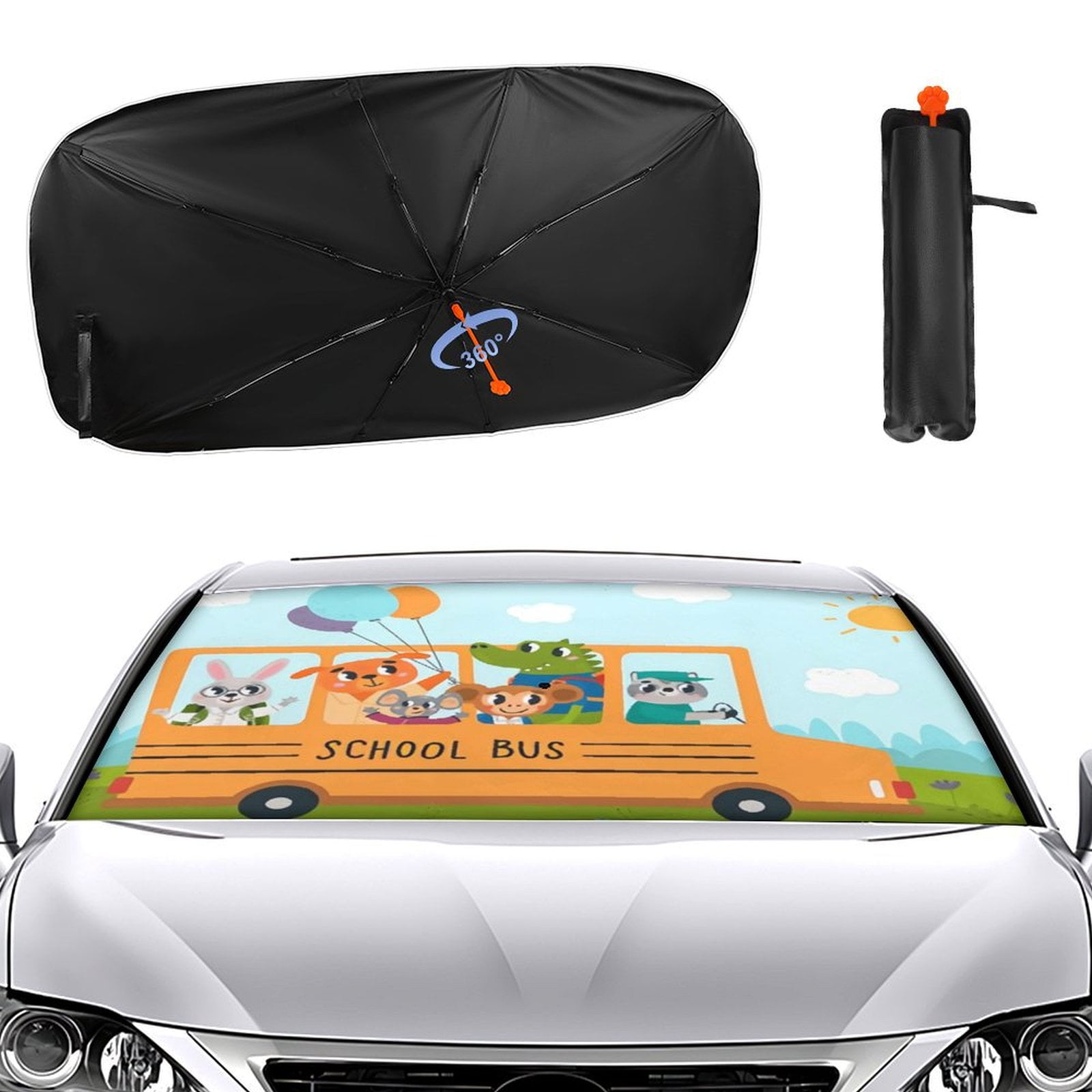 GZHJMY Car Windshield Sun Shade Umbrella with 360° Rotating Shaft ...