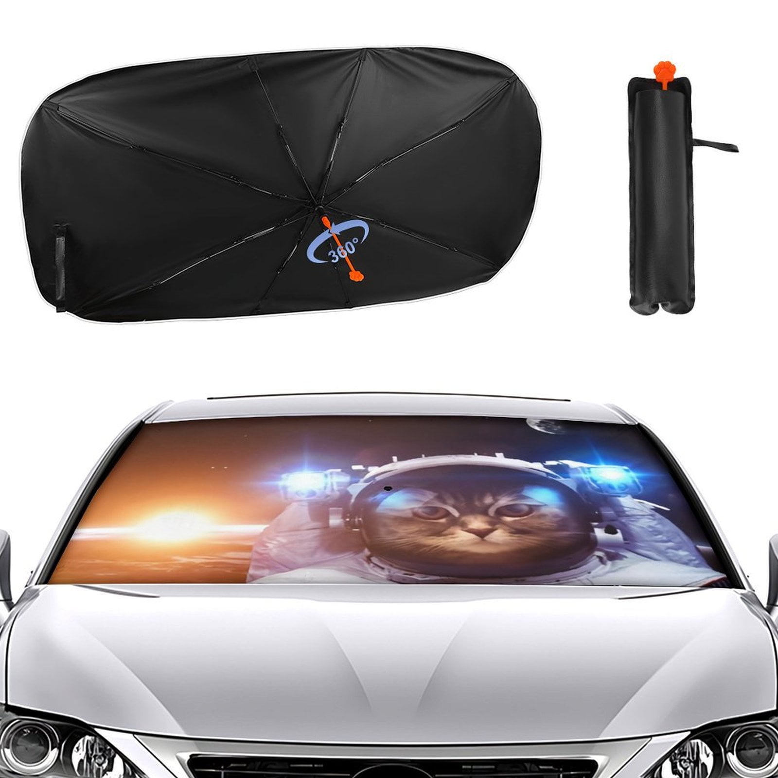 GZHJMY Car Windshield Sun Shade Umbrella with 360° Rotating Shaft ...