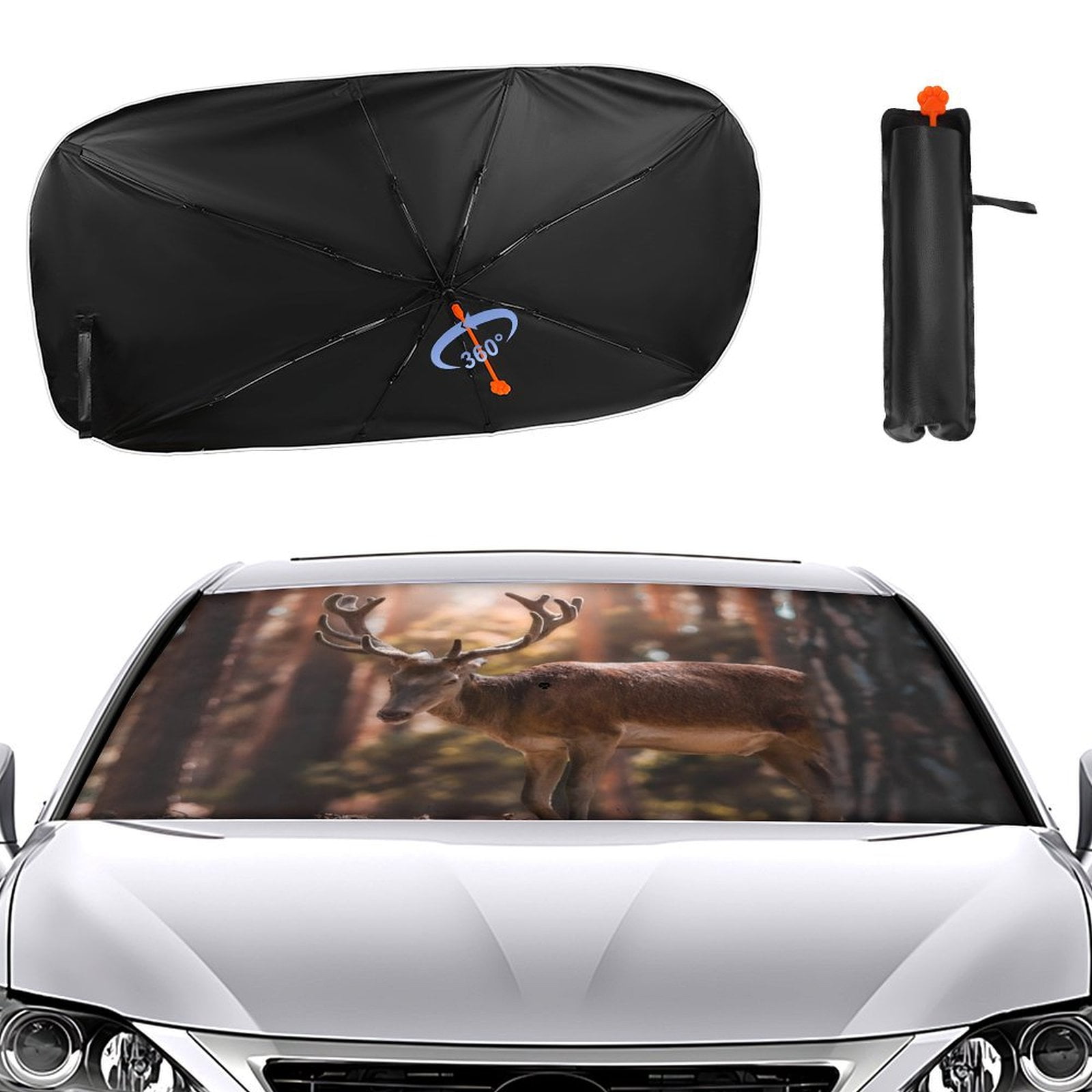 GZHJMY Car Windshield Sun Shade Umbrella with 360° Rotating Shaft ...