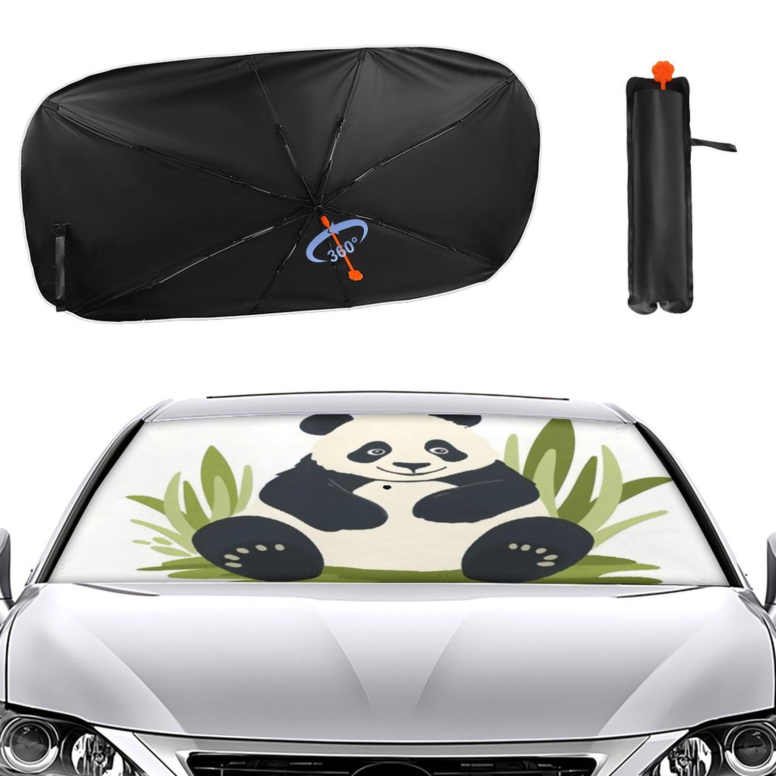 GZHJMY Car Windshield Sun Shade Umbrella with 360° Rotating Shaft, Cute ...