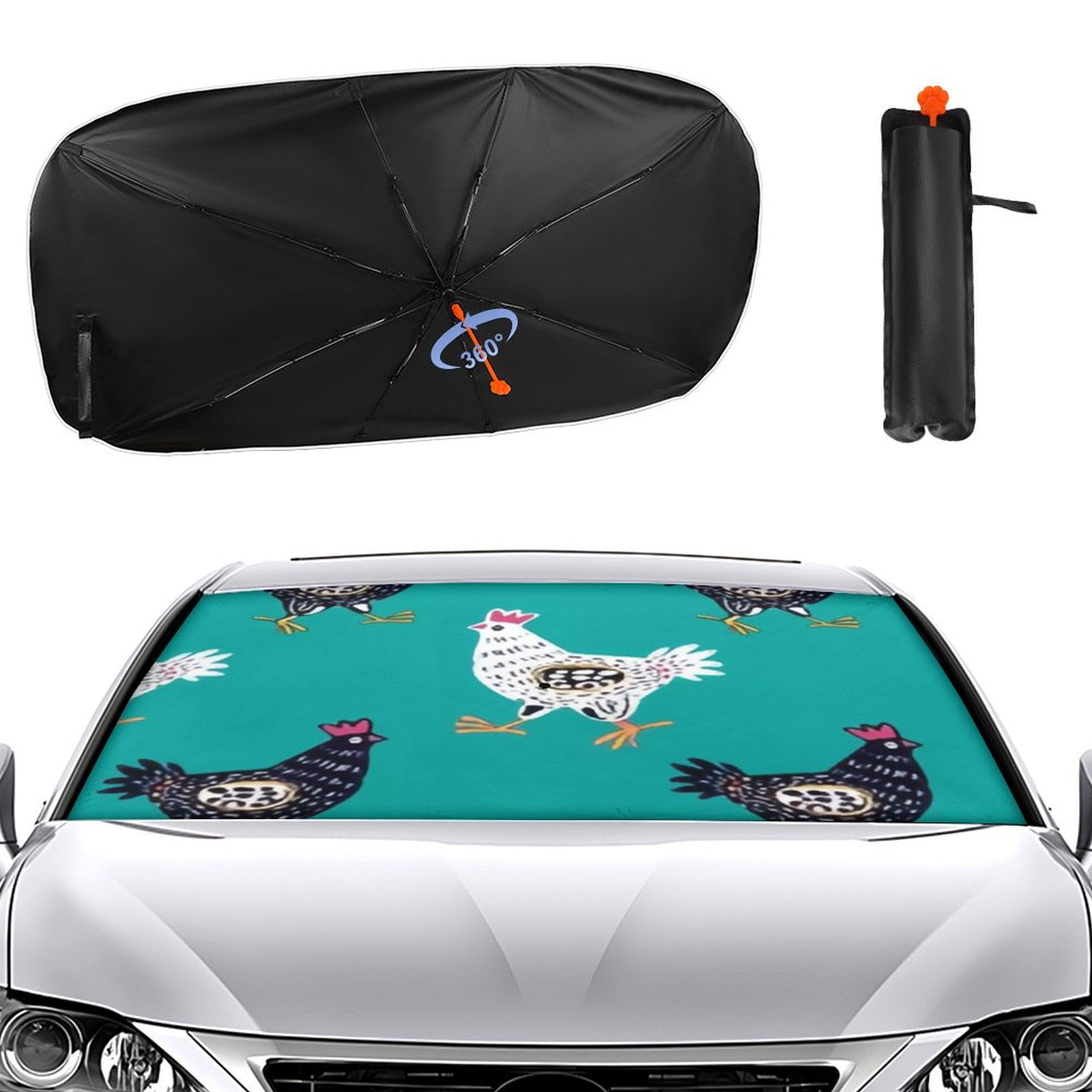 GZHJMY Car Windshield Sun Shade Umbrella with 360° Rotating Shaft, Cute ...