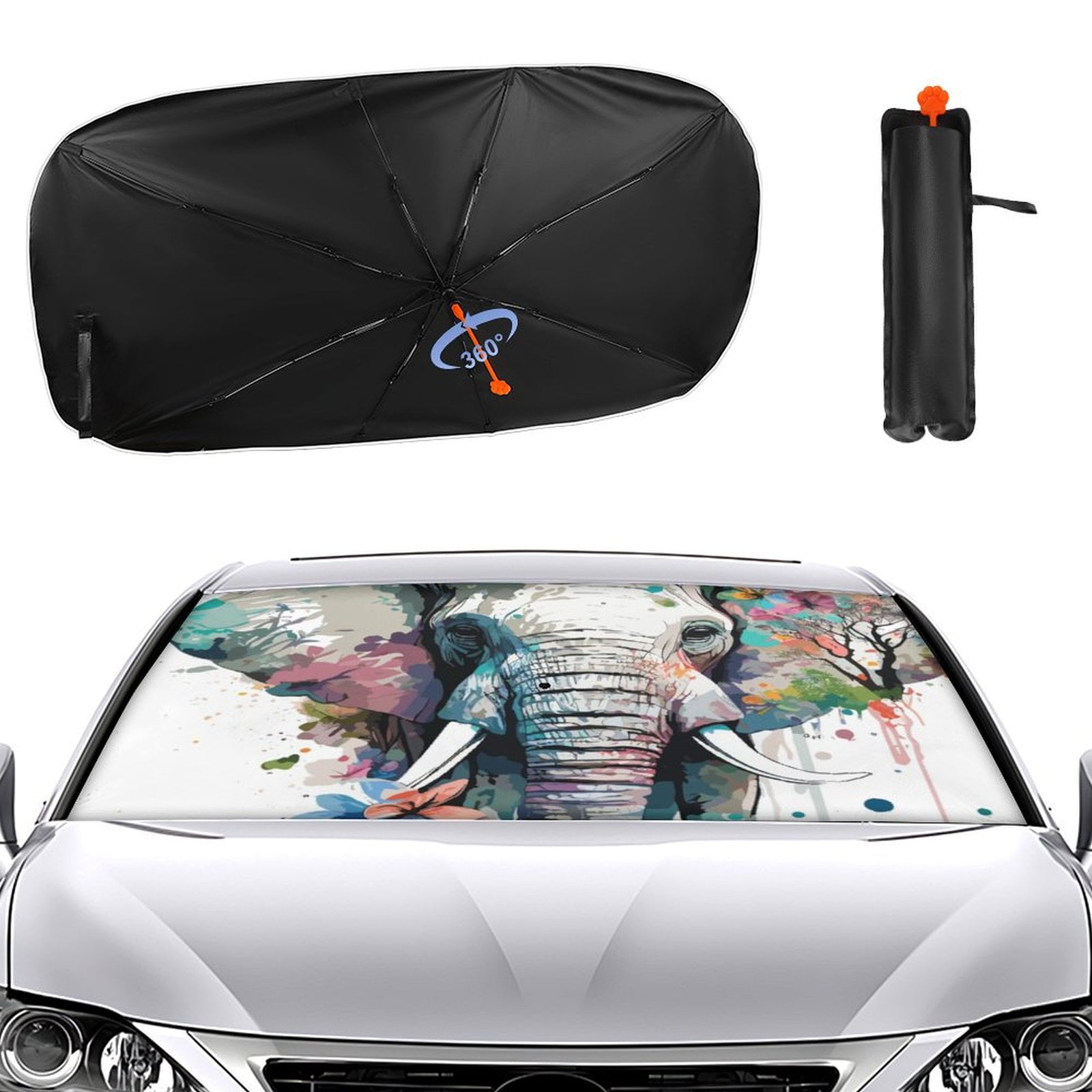 GZHJMY Car Windshield Sun Shade Umbrella with 360° Rotating Shaft ...