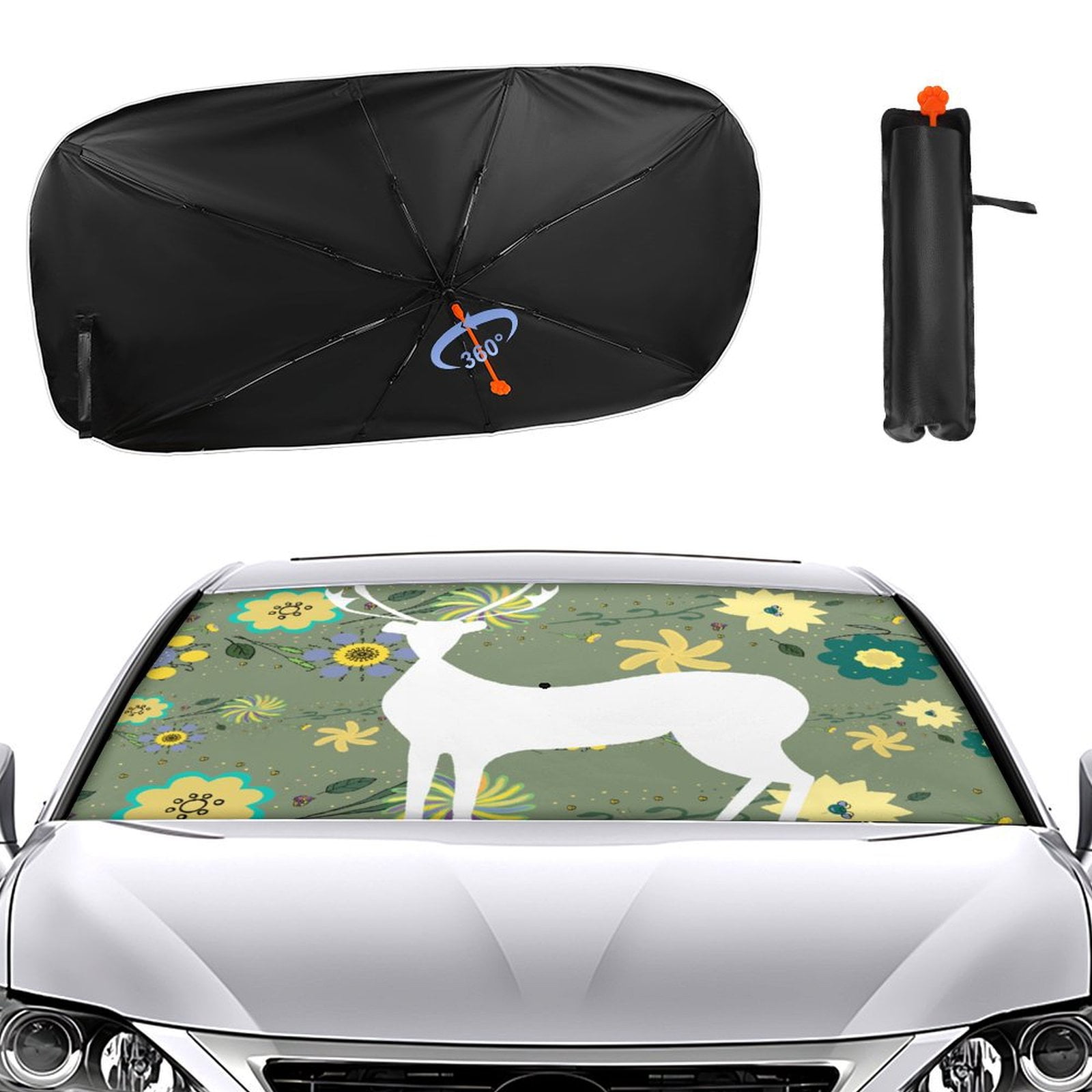 GZHJMY Car Windshield Sun Shade Umbrella with 360° Rotating Shaft ...