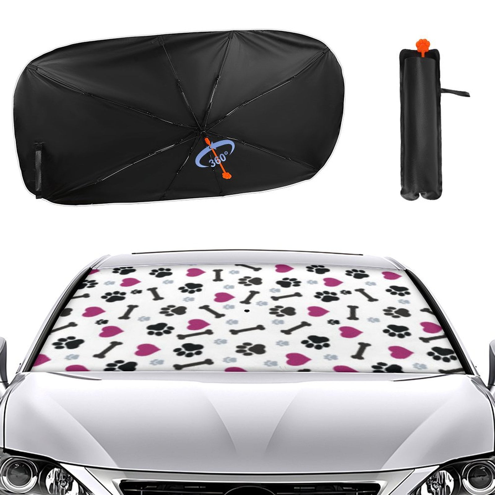 GZHJMY Car Windshield Sun Shade Umbrella with 360° Rotating Shaft ...