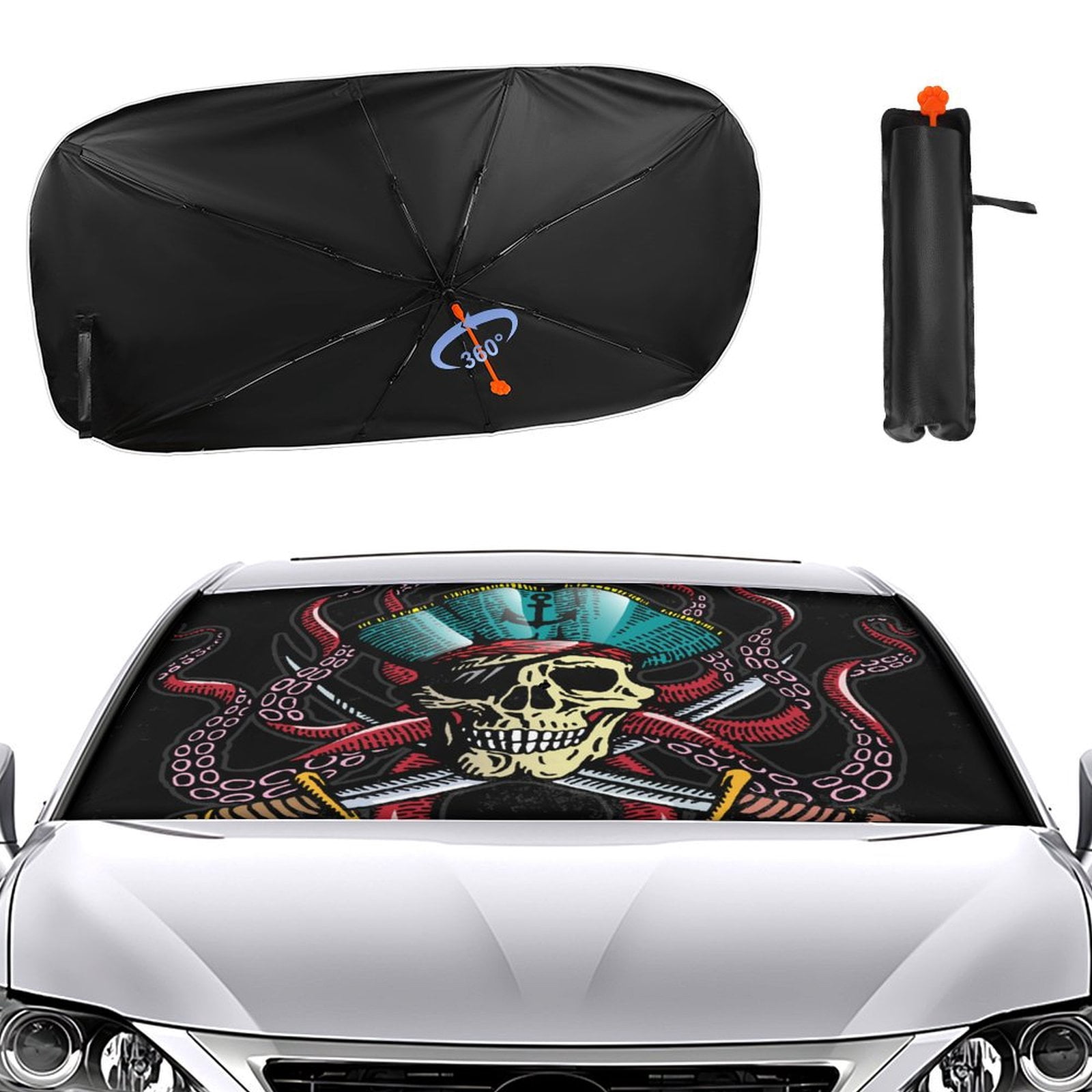 GZHJMY Car Windshield Sun Shade Umbrella with 360° Rotating Shaft, Hand ...