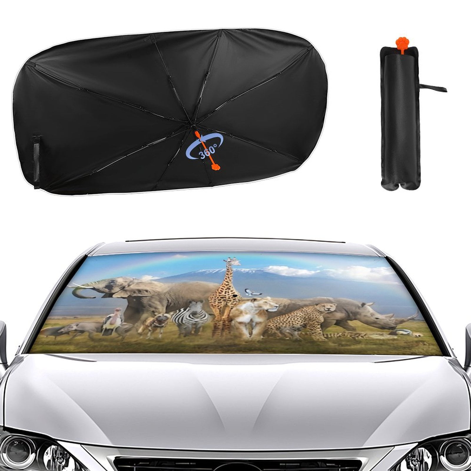 GZHJMY Car Windshield Sun Shade Umbrella with 360° Rotating Shaft ...