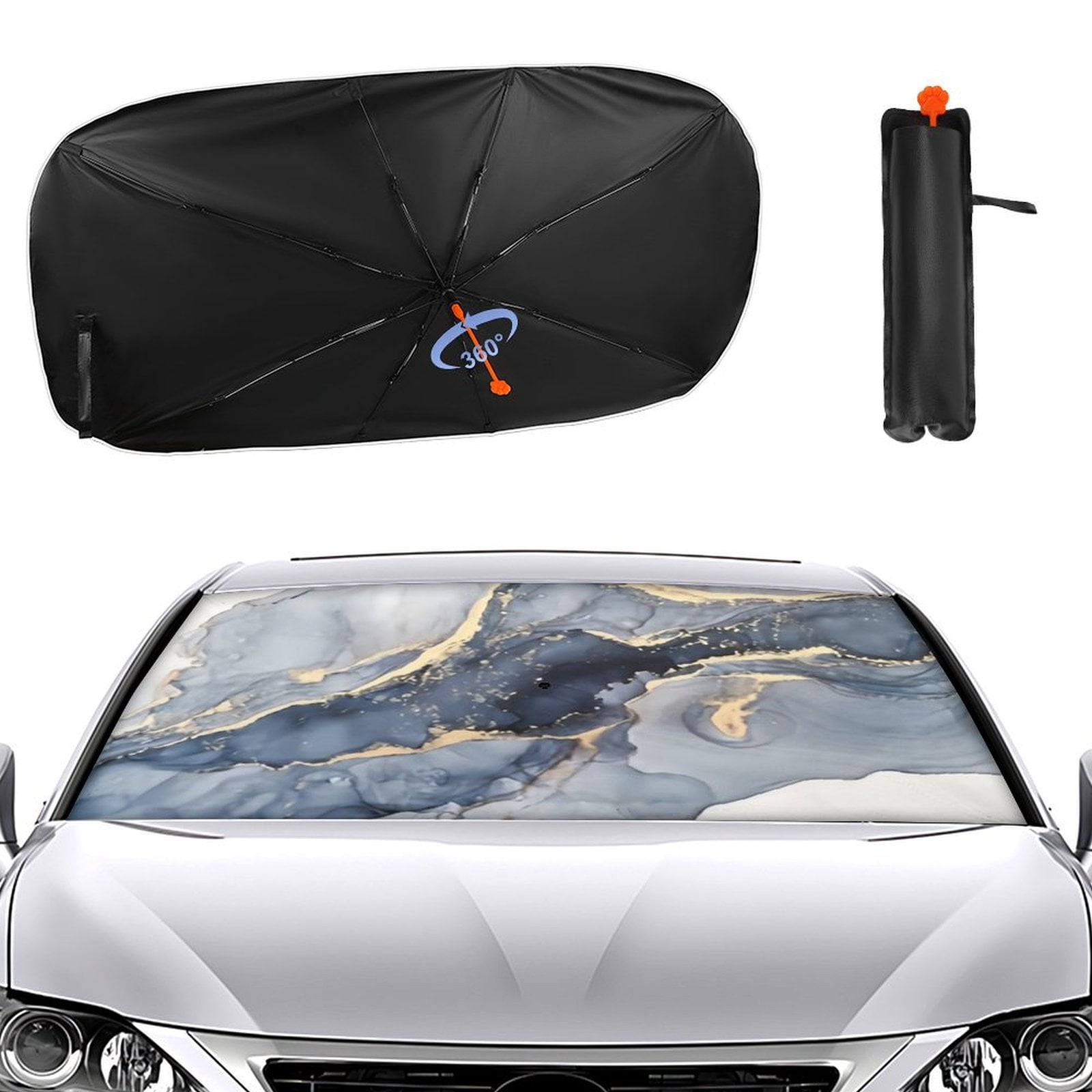 GZHJMY Car Windshield Sun Shade Umbrella with 360° Rotating Shaft ...