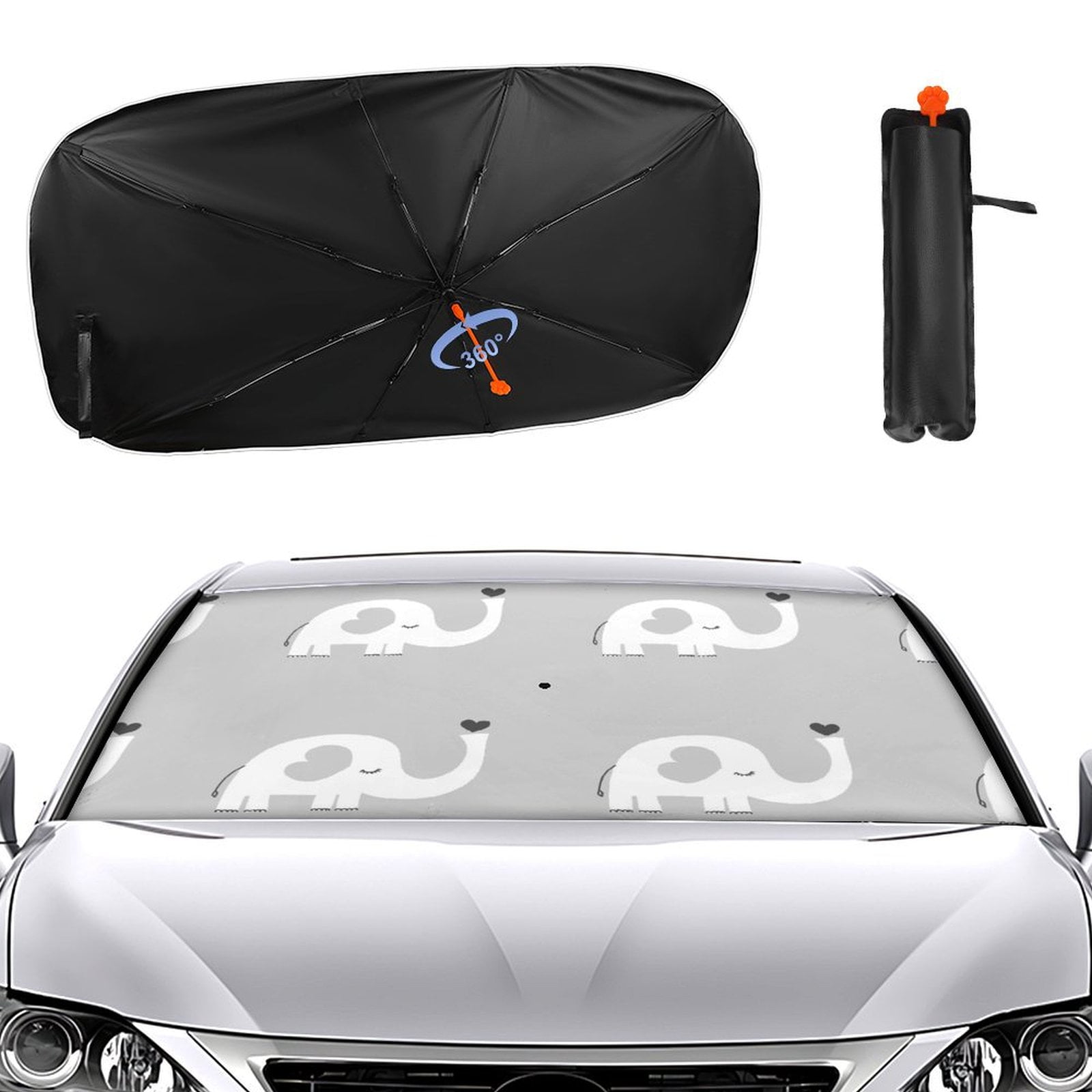 GZHJMY Car Windshield Sun Shade Umbrella with 360° Rotating Shaft ...