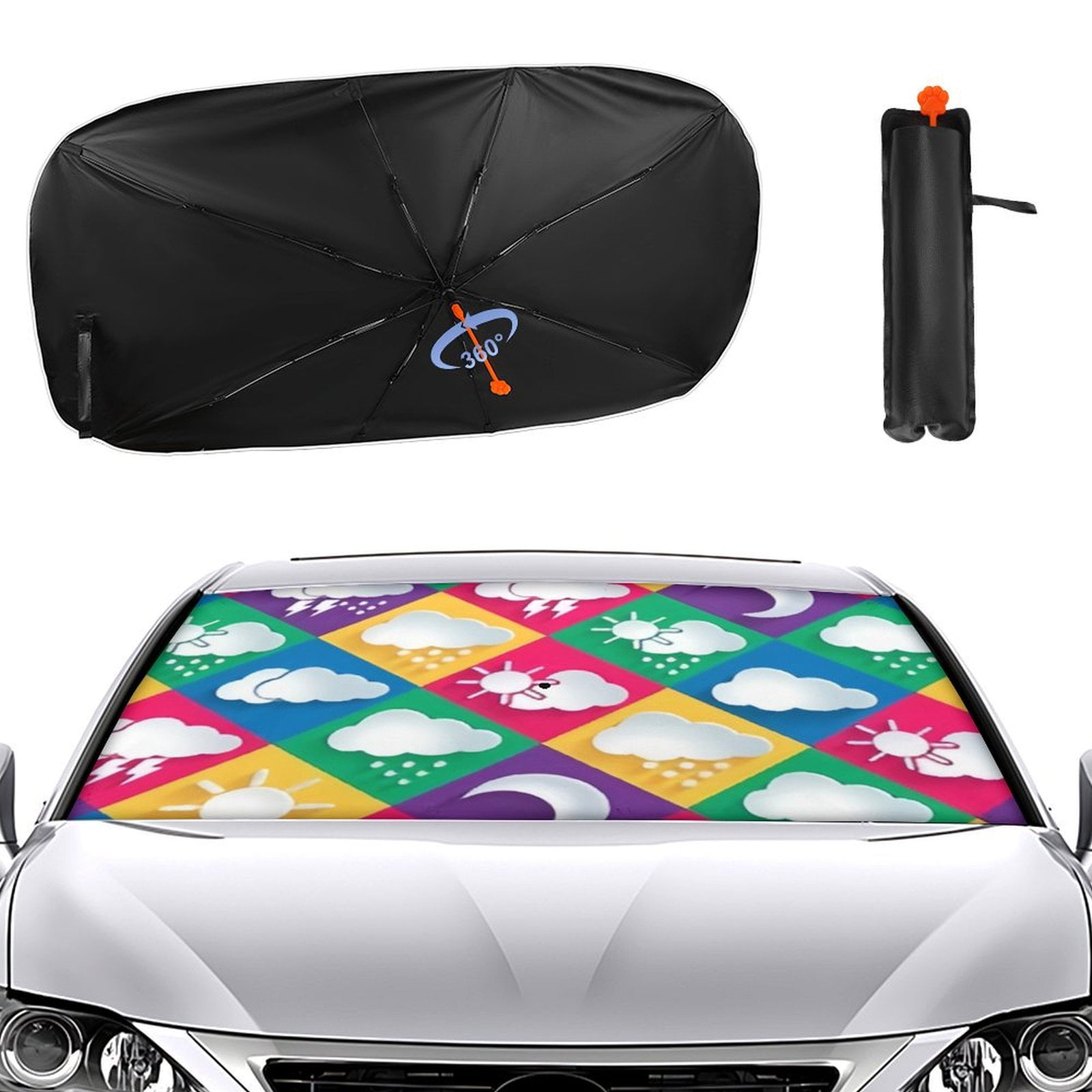 GZHJMY Car Windshield Sun Shade Umbrella with 360° Rotating Shaft ...