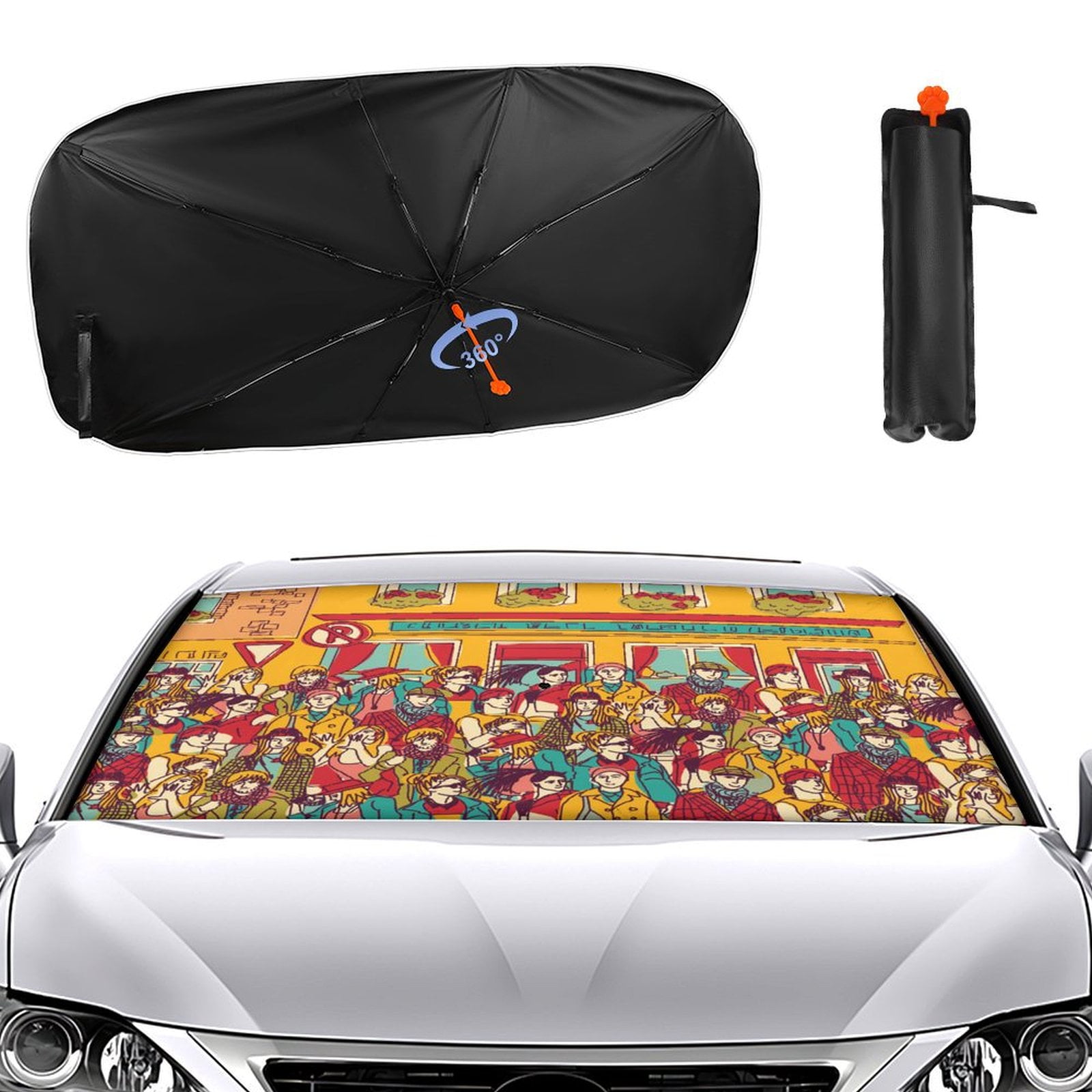 GZHJMY Car Windshield Sun Shade Umbrella with 360° Rotating Shaft ...