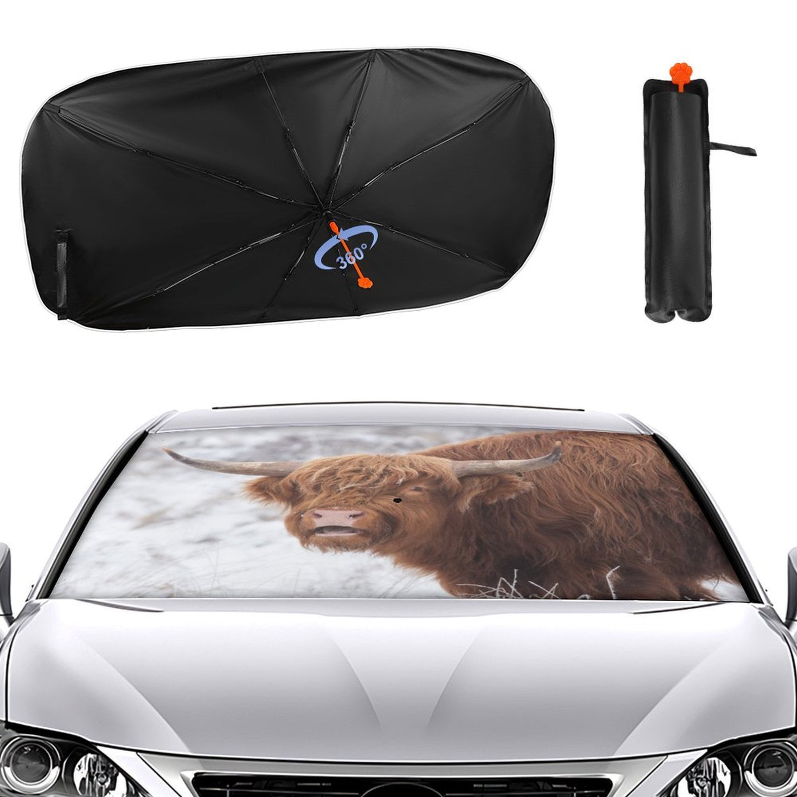 GZHJMY Car Windshield Sun Shade Umbrella with 360° Rotating Shaft ...