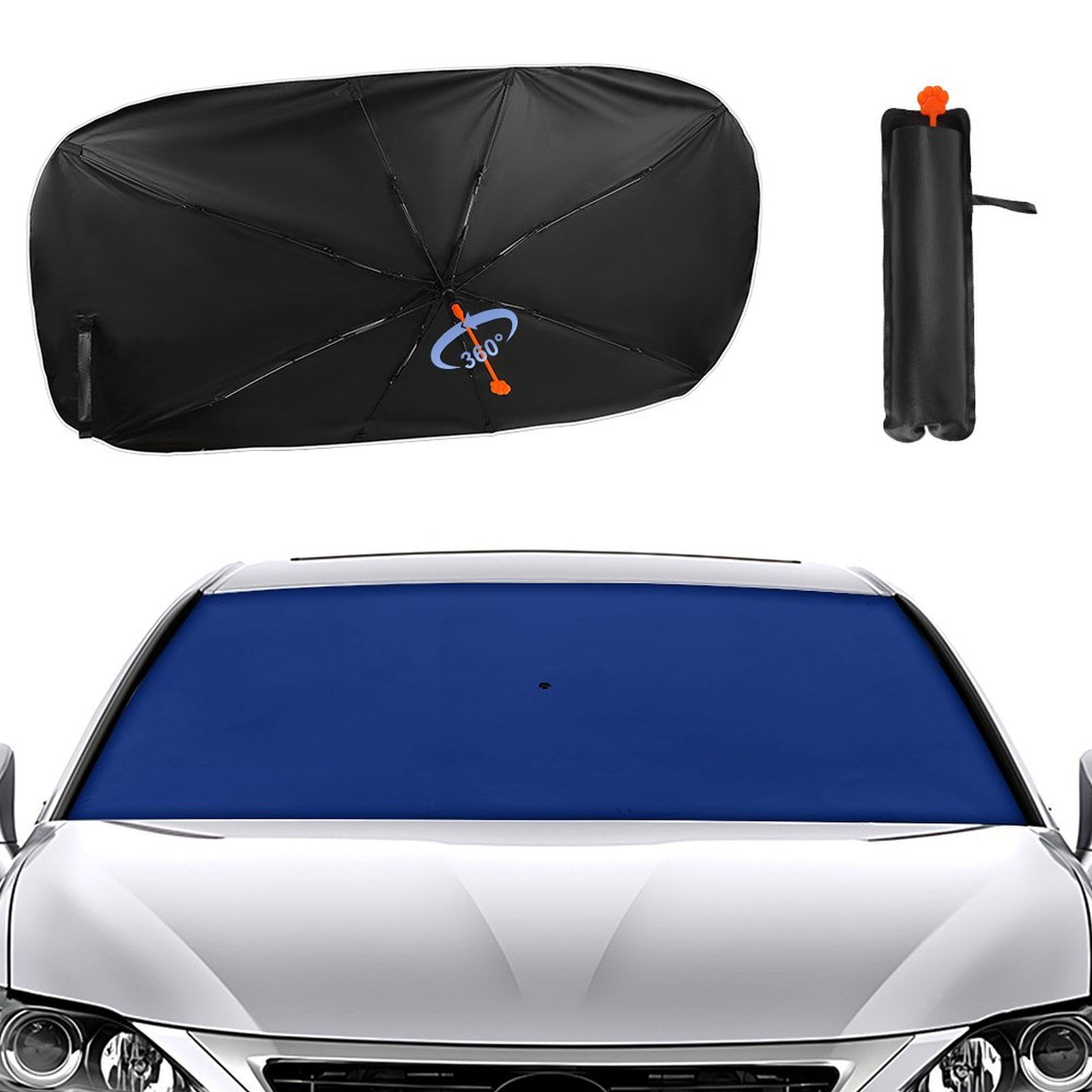 GZHJMY Car Windshield Sun Shade Umbrella with 360° Rotating Shaft, Soft ...