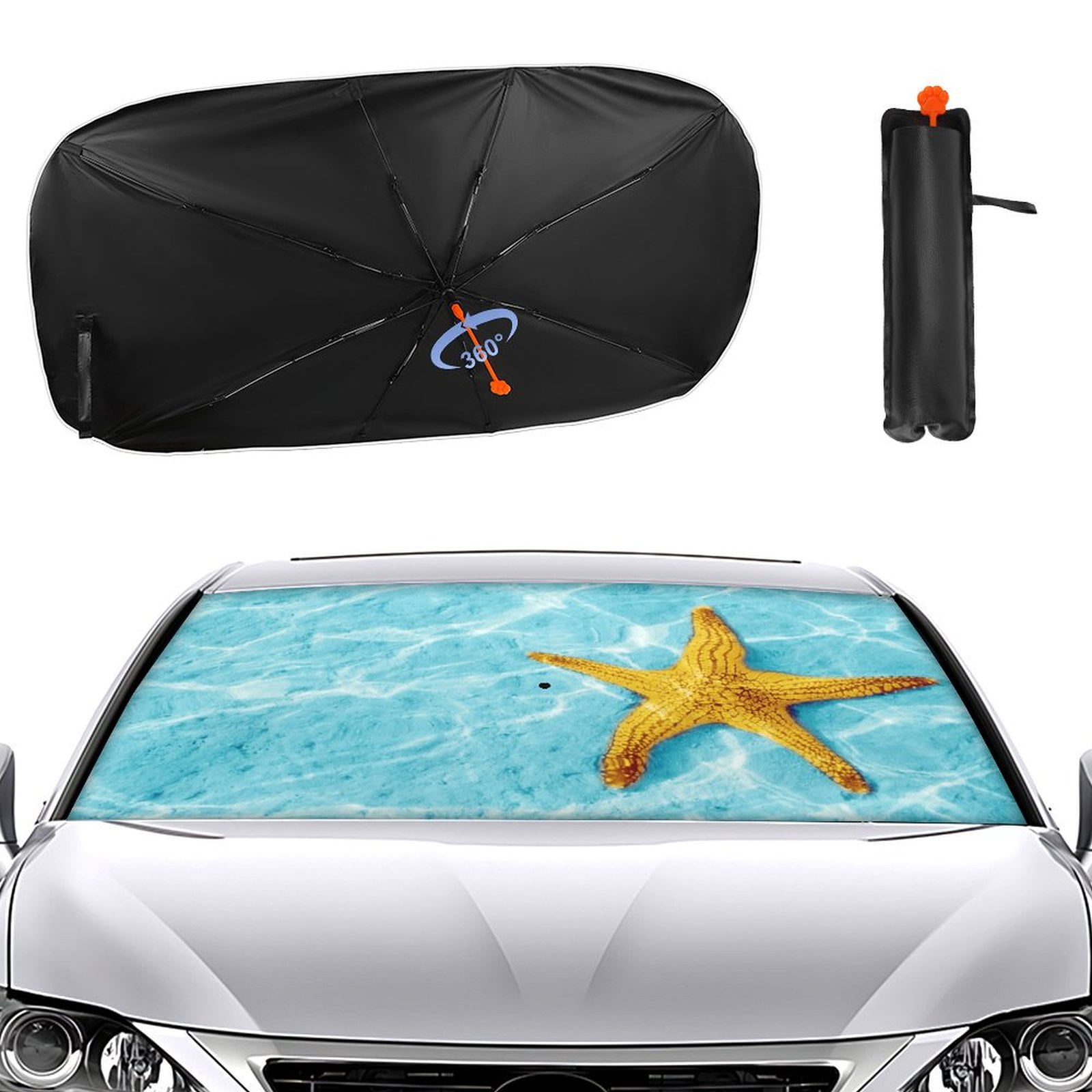 GZHJMY Car Windshield Sun Shade Umbrella with 360° Rotating Shaft ...