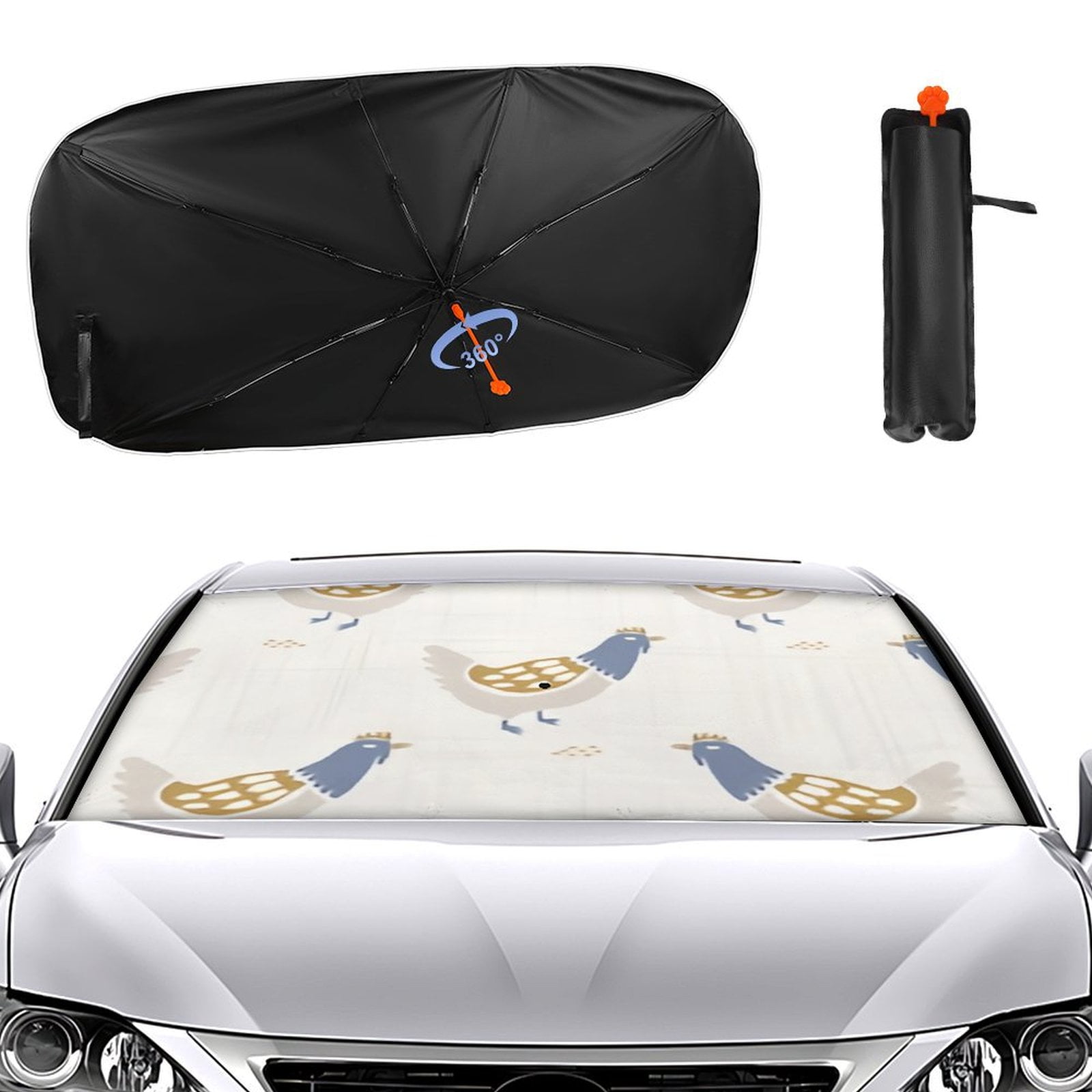 GZHJMY Car Windshield Sun Shade Umbrella with 360° Rotating Shaft ...