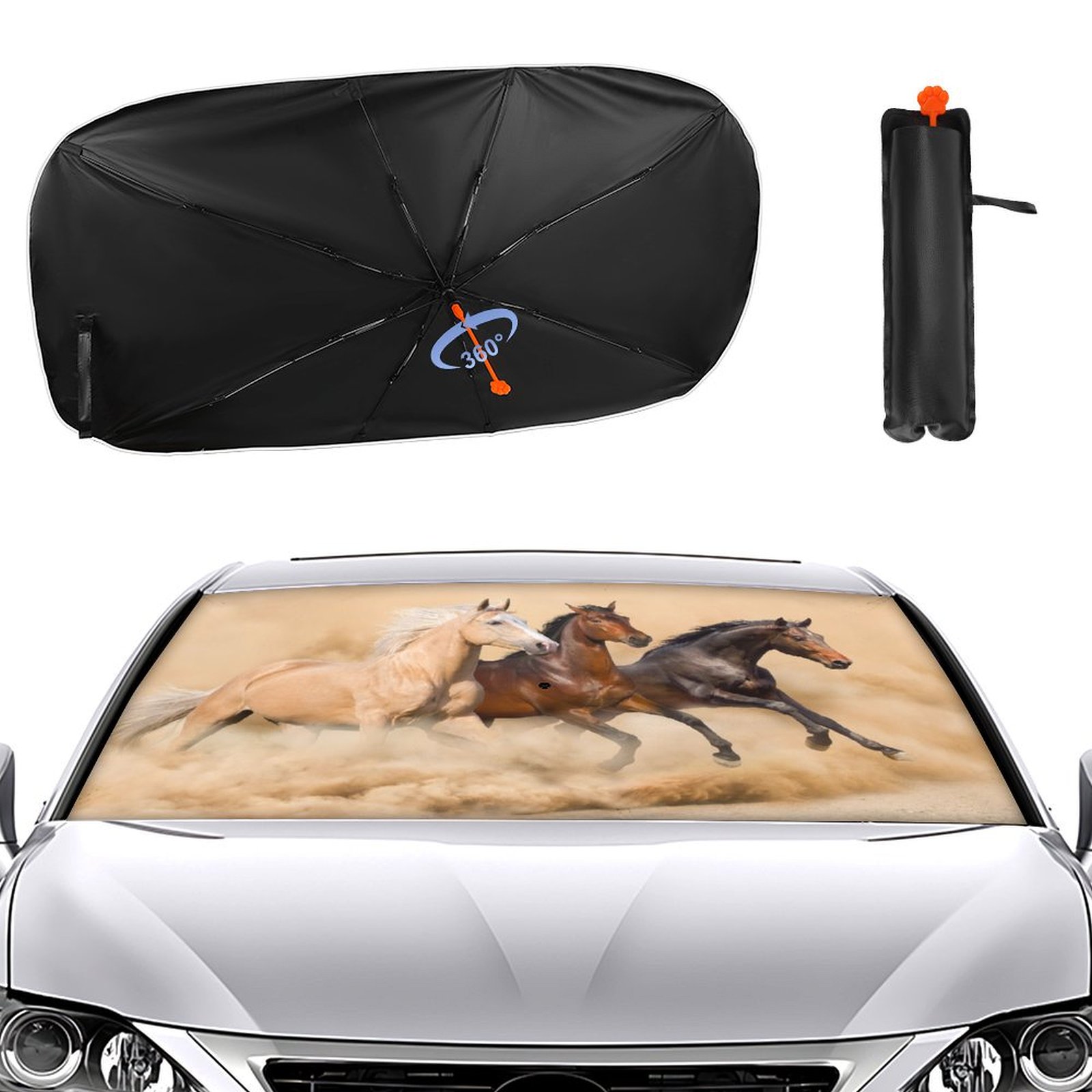 GZHJMY Car Windshield Sun Shade Umbrella with 360° Rotating Shaft ...