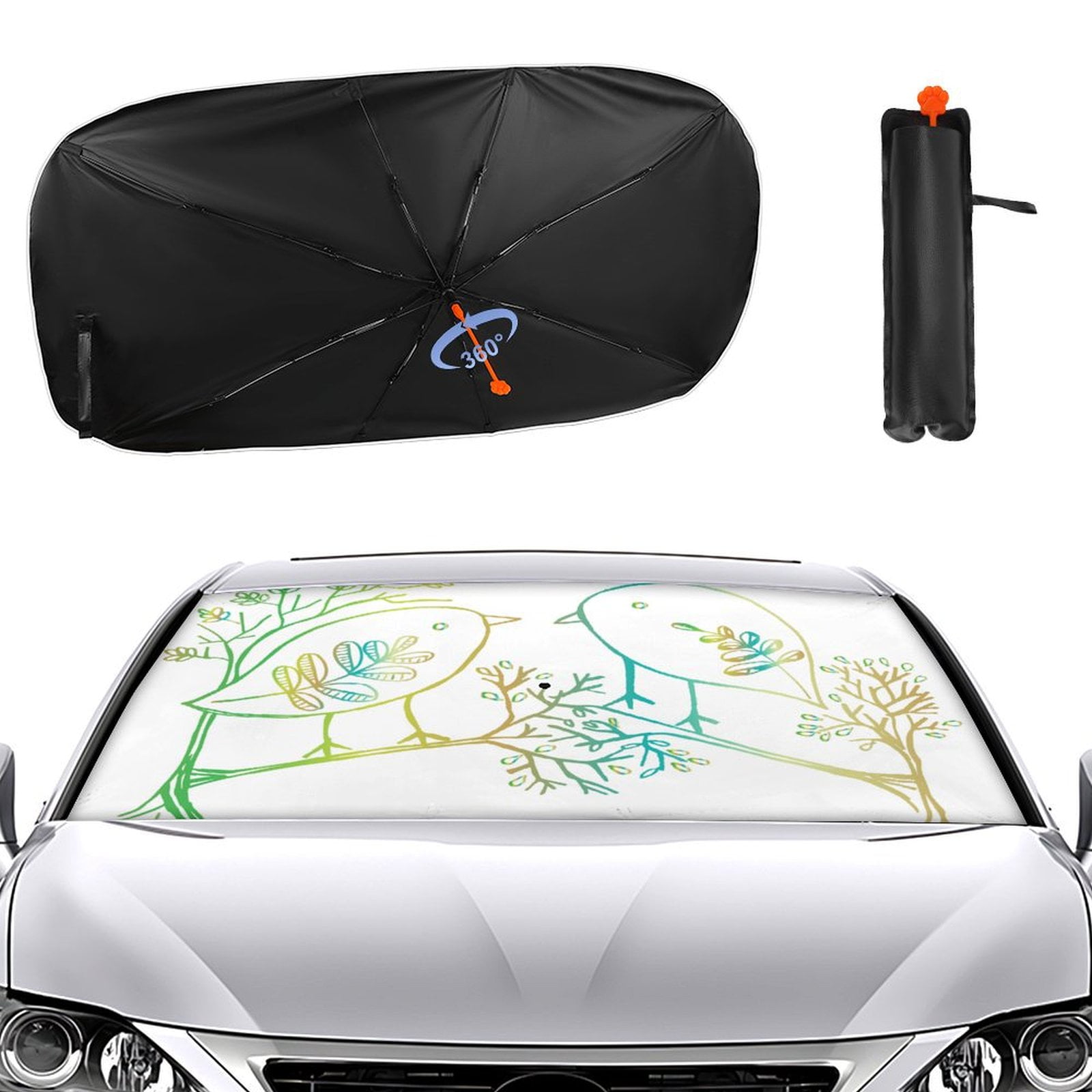 GZHJMY Car Windshield Sun Shade Umbrella with 360° Rotating Shaft, Two ...