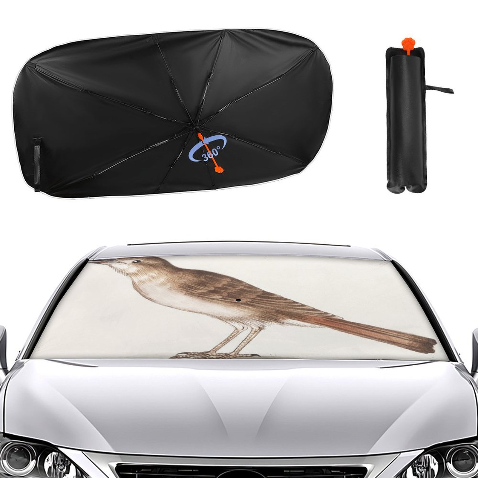 GZHJMY Car Windshield Sun Shade Umbrella with 360° Rotating Shaft ...
