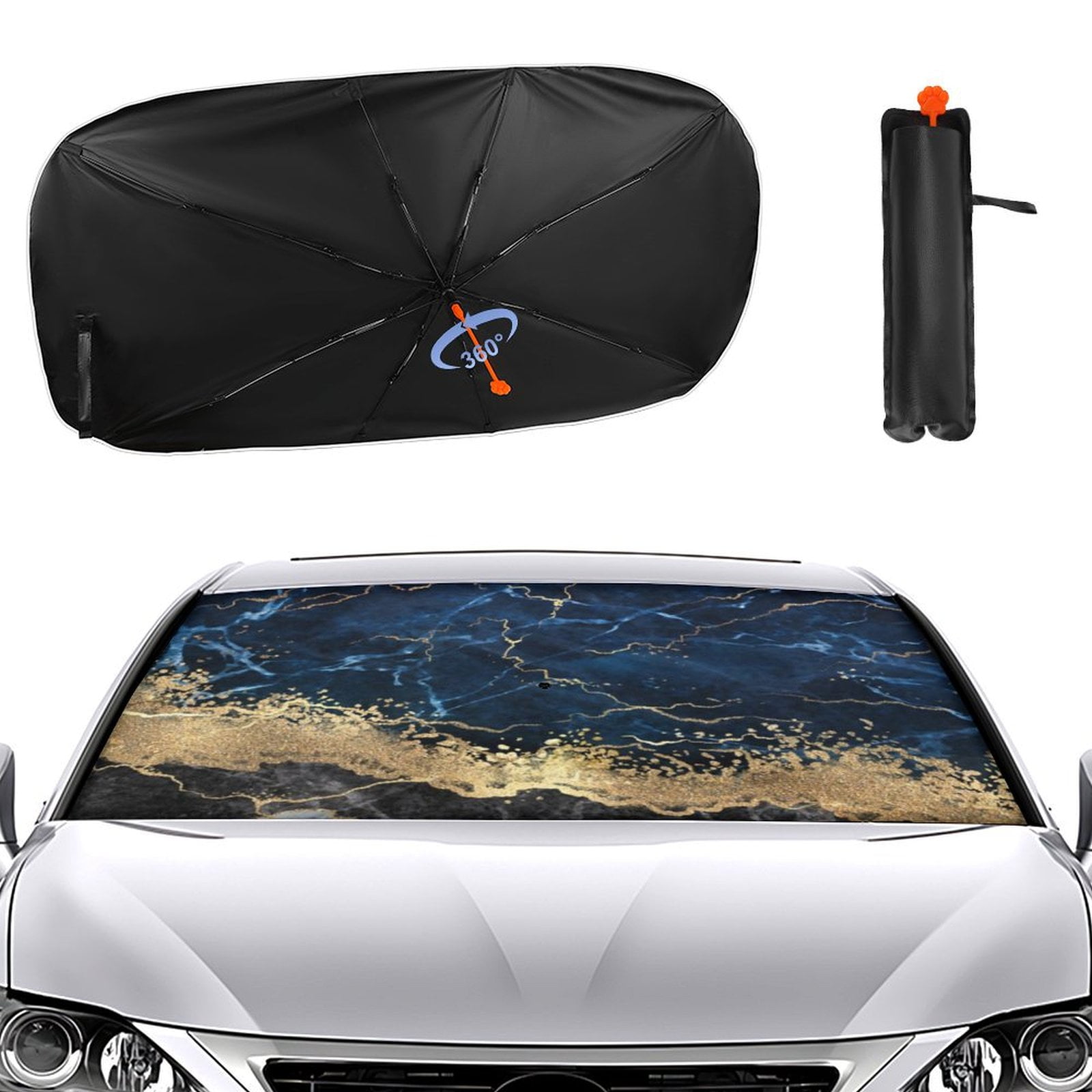 GZHJMY Car Windshield Sun Shade Umbrella with 360° Rotating Shaft ...