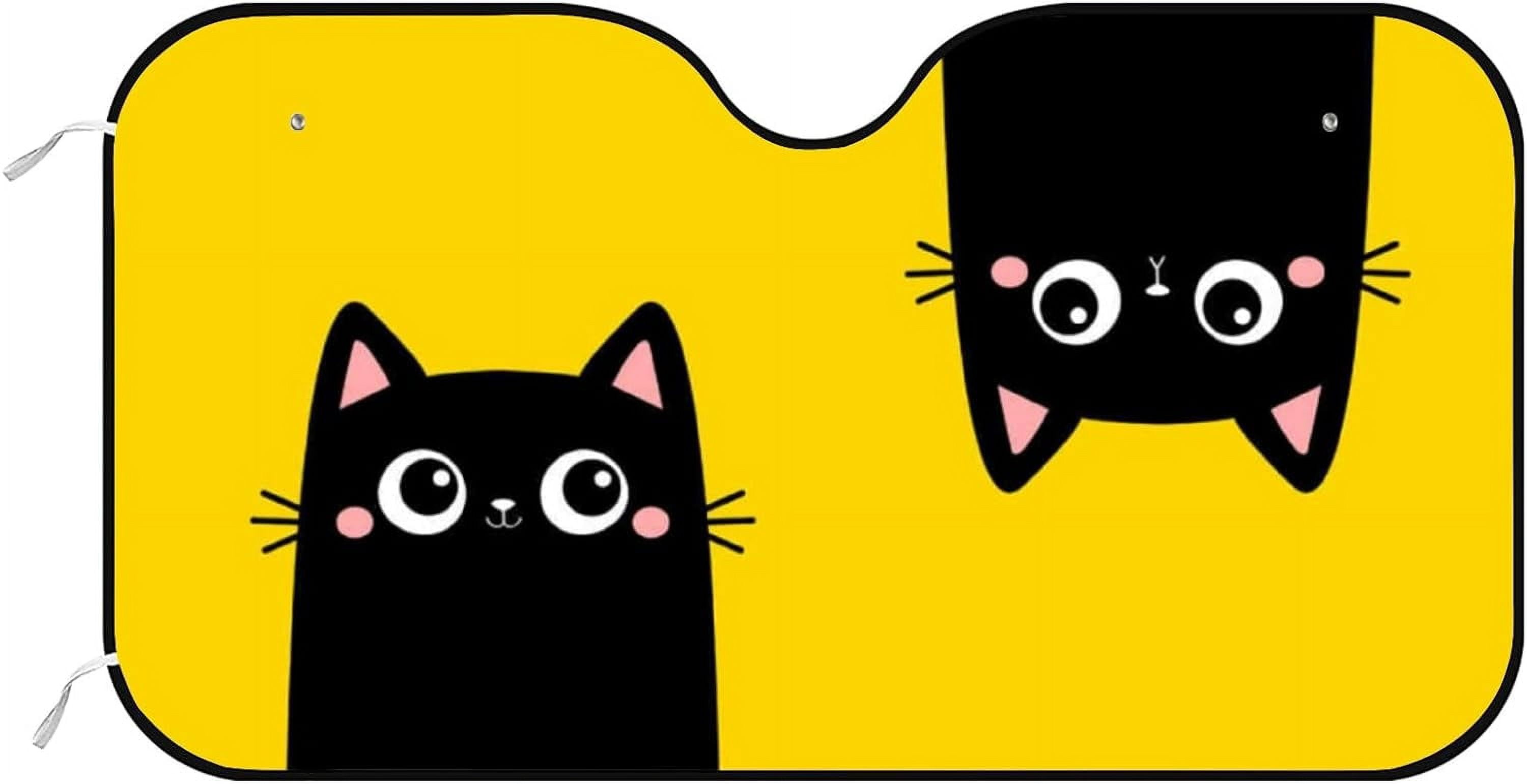 GZHJMY Car Windshield Sunshade Cute Black Cats, Foldable Car Visor ...