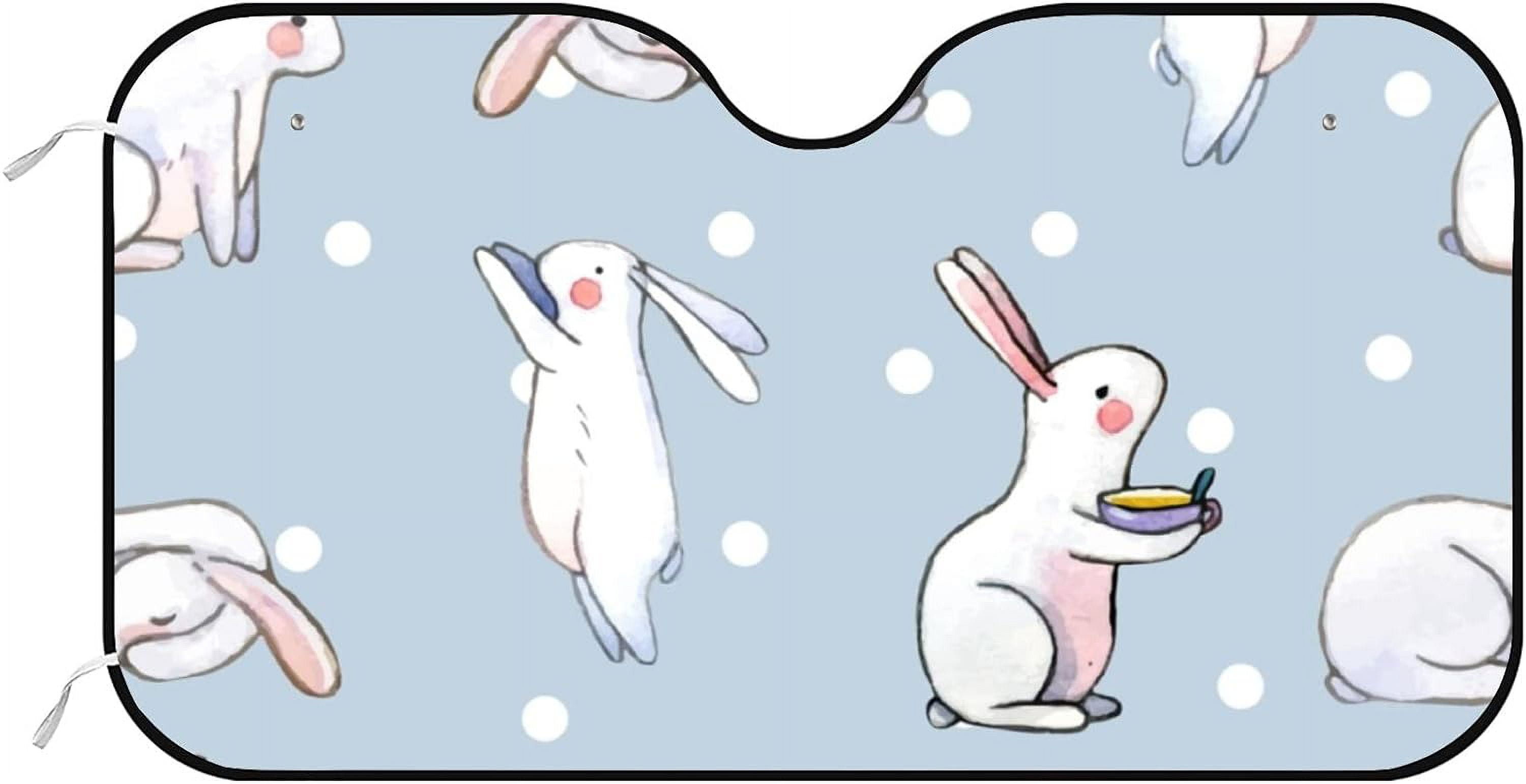 GZHJMY Car Windshield Sunshade Cute Bunny Rabbits, Foldable Car Visor ...