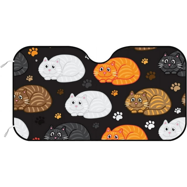GZHJMY Car Windshield Sunshade Cute Cats, Foldable Car Visor Front ...