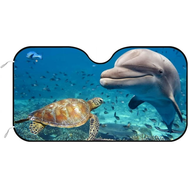 GZHJMY Car Windshield Sunshade Cute Dolphin and Turtle, Foldable Car ...