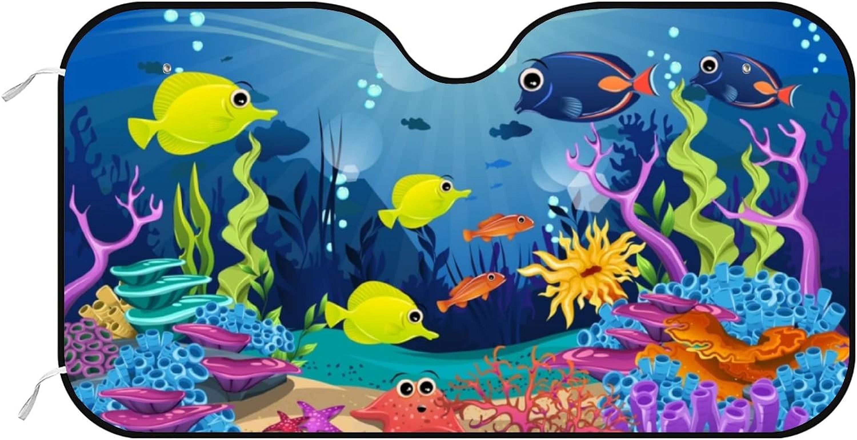 GZHJMY Car Windshield Sunshade Cute Fish in Water, Foldable Car Visor ...