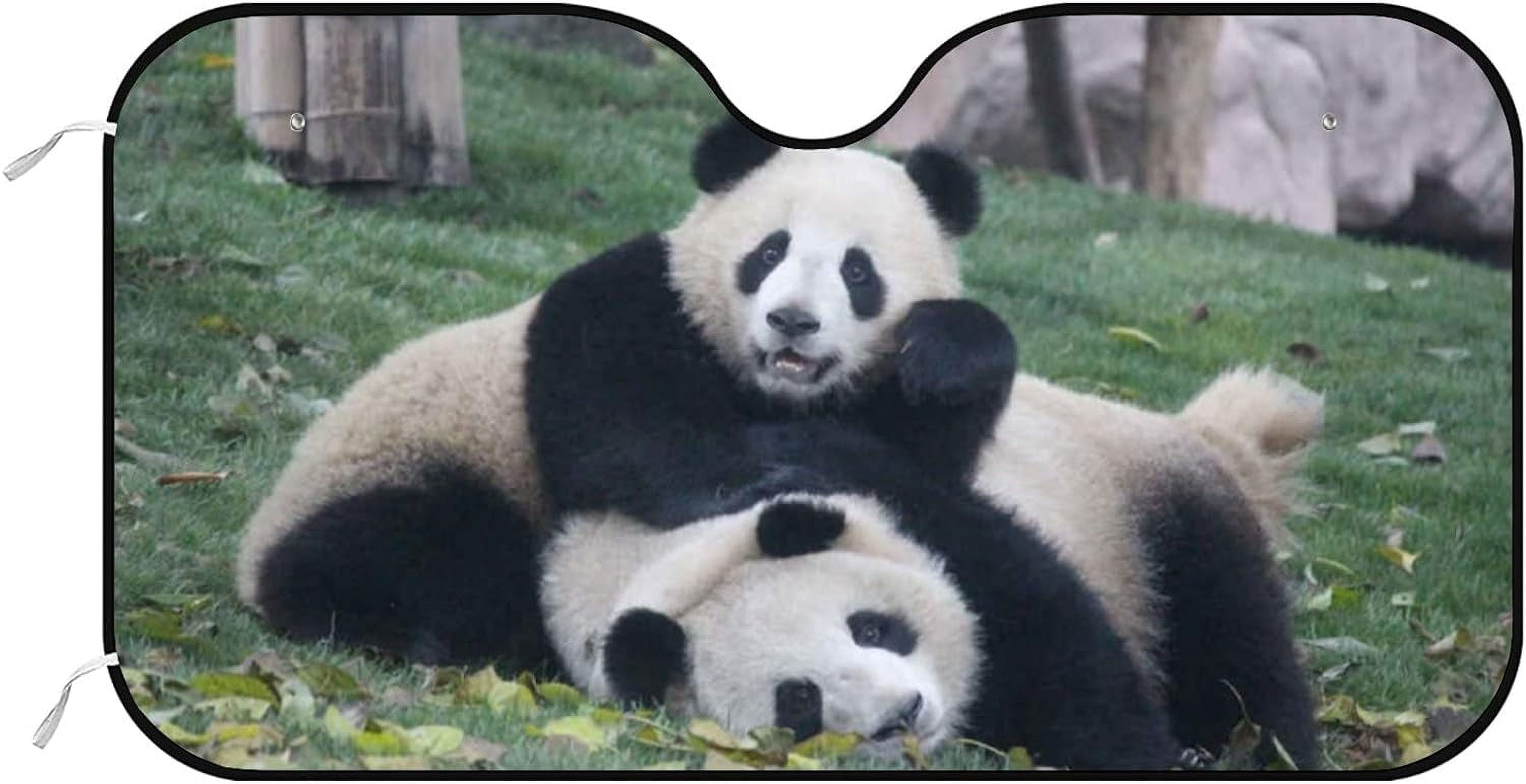 GZHJMY Car Windshield Sunshade Cute Panda Have Fun, Foldable Car Visor ...