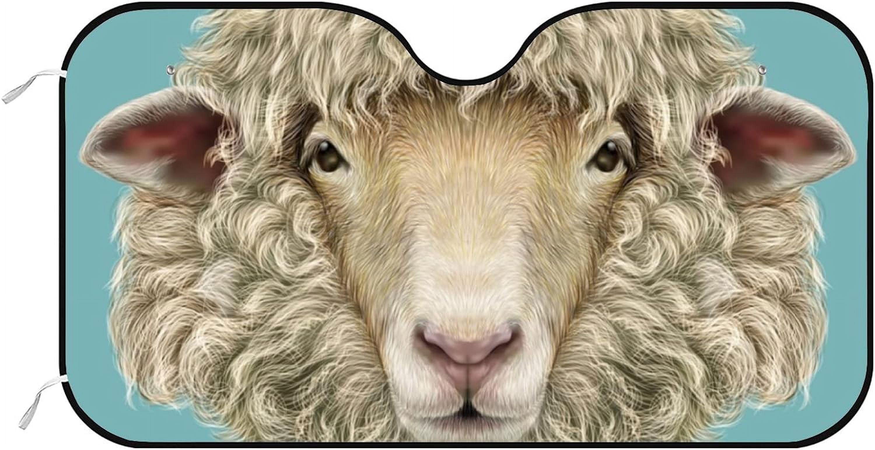 GZHJMY Car Windshield Sunshade Cute Sheep Portrait, Foldable Car Visor ...