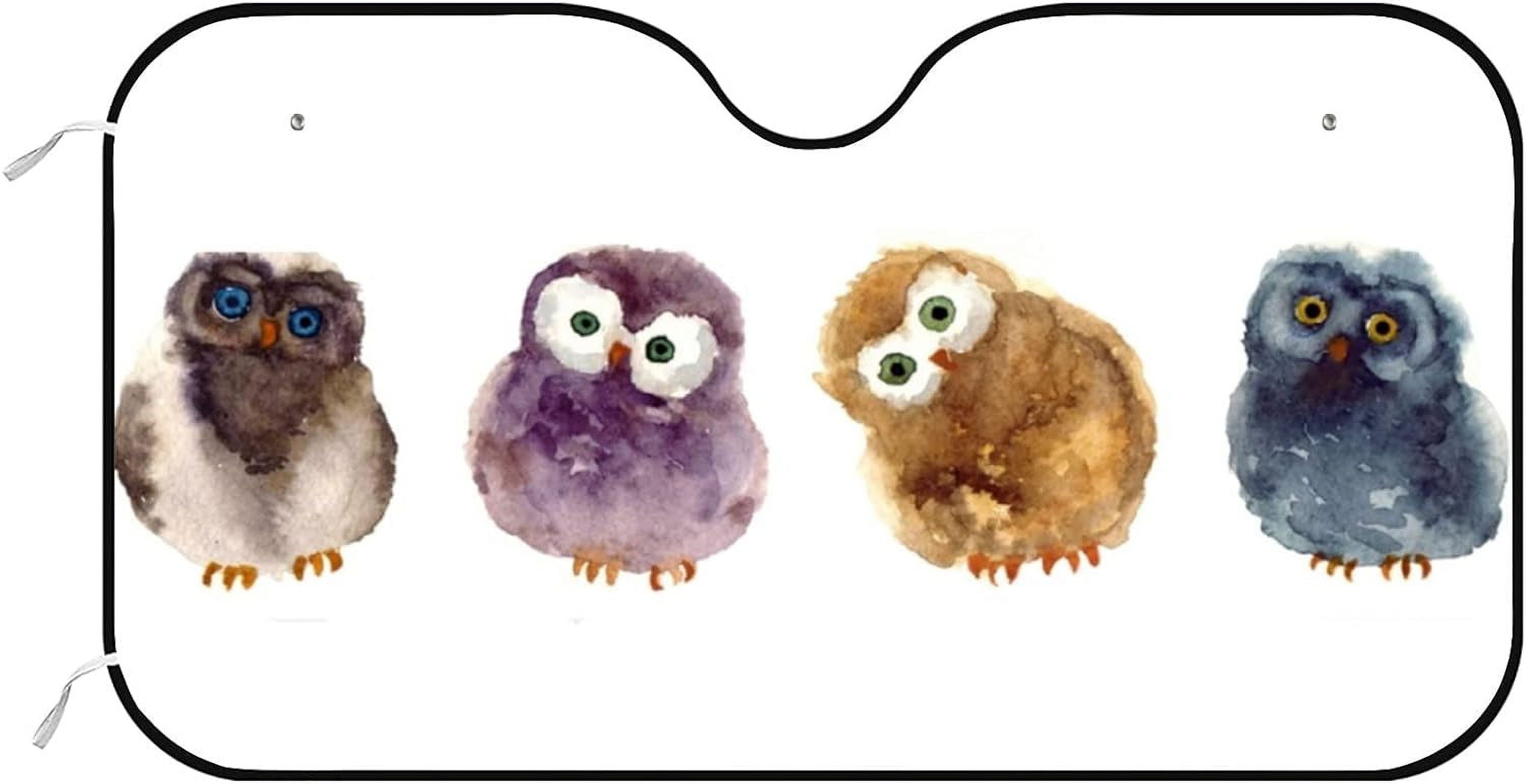 GZHJMY Car Windshield Sunshade Cute Watercolor Owl, Foldable Car Visor ...