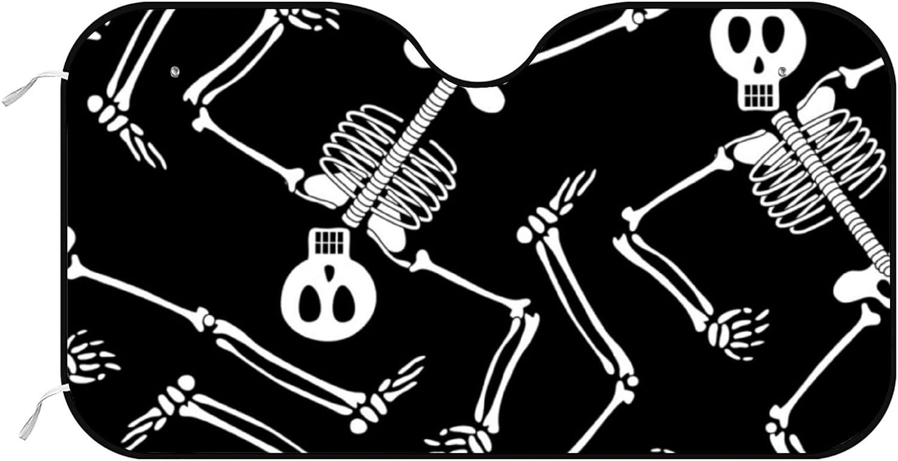 GZHJMY Car Windshield Sunshade Cute White Skeleton, Foldable Car Visor ...