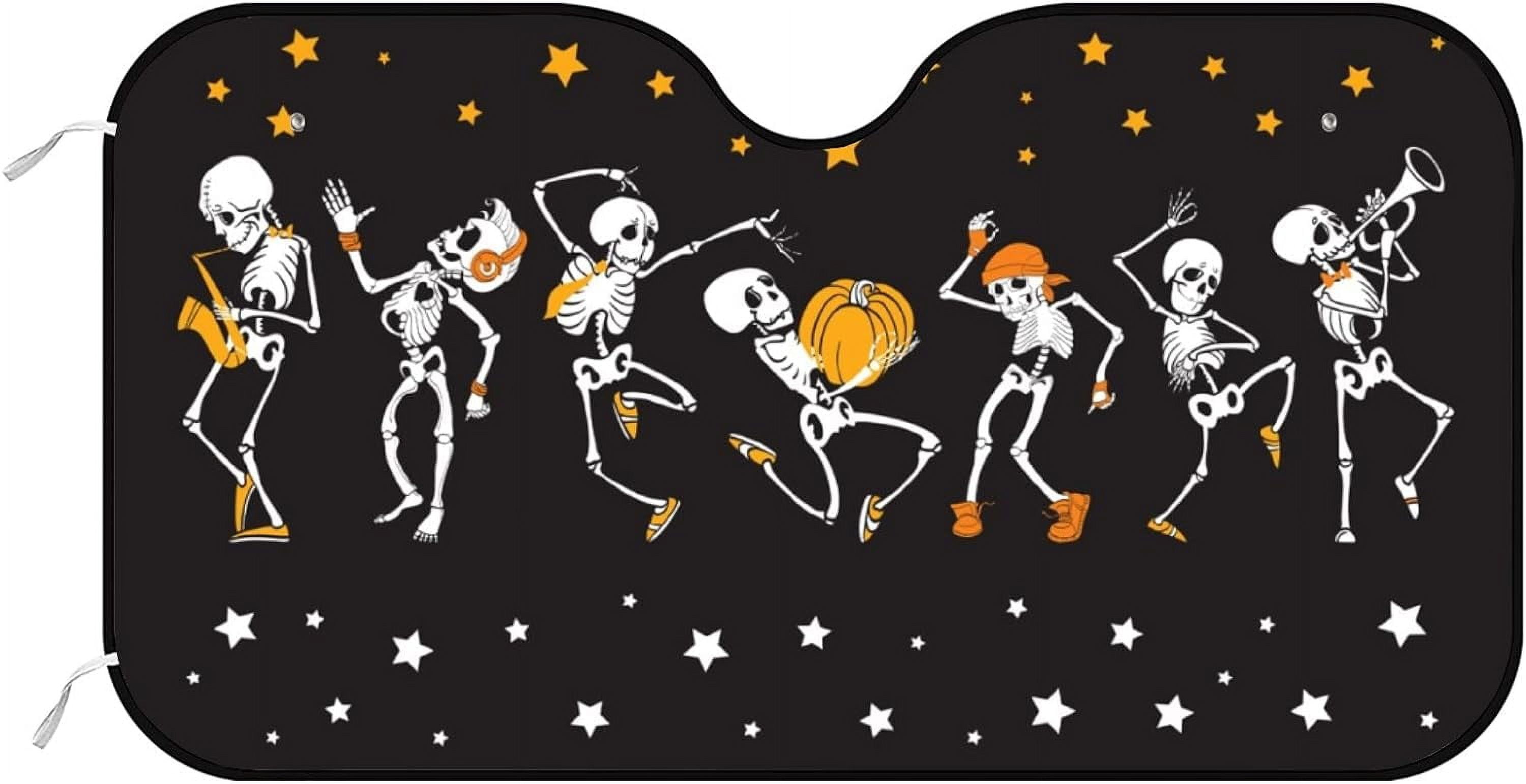 GZHJMY Car Windshield Sunshade Dancing and Musical Skeletons Haloween ...