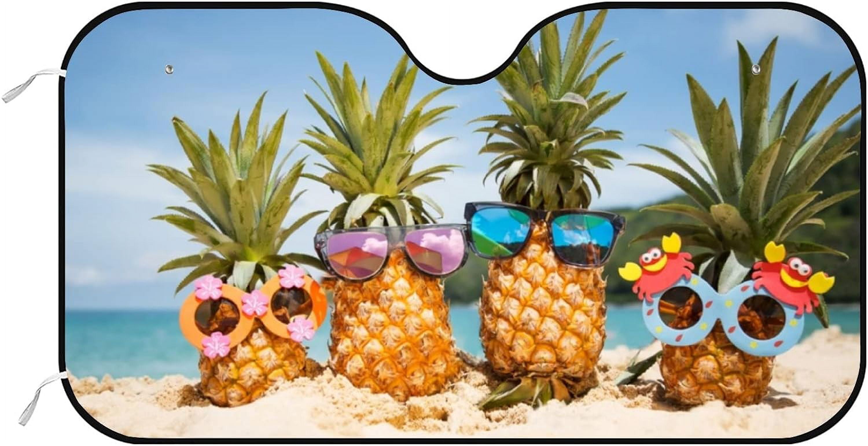 GZHJMY Car Windshield Sunshade Family Funny Pineapple Beach, Foldable ...