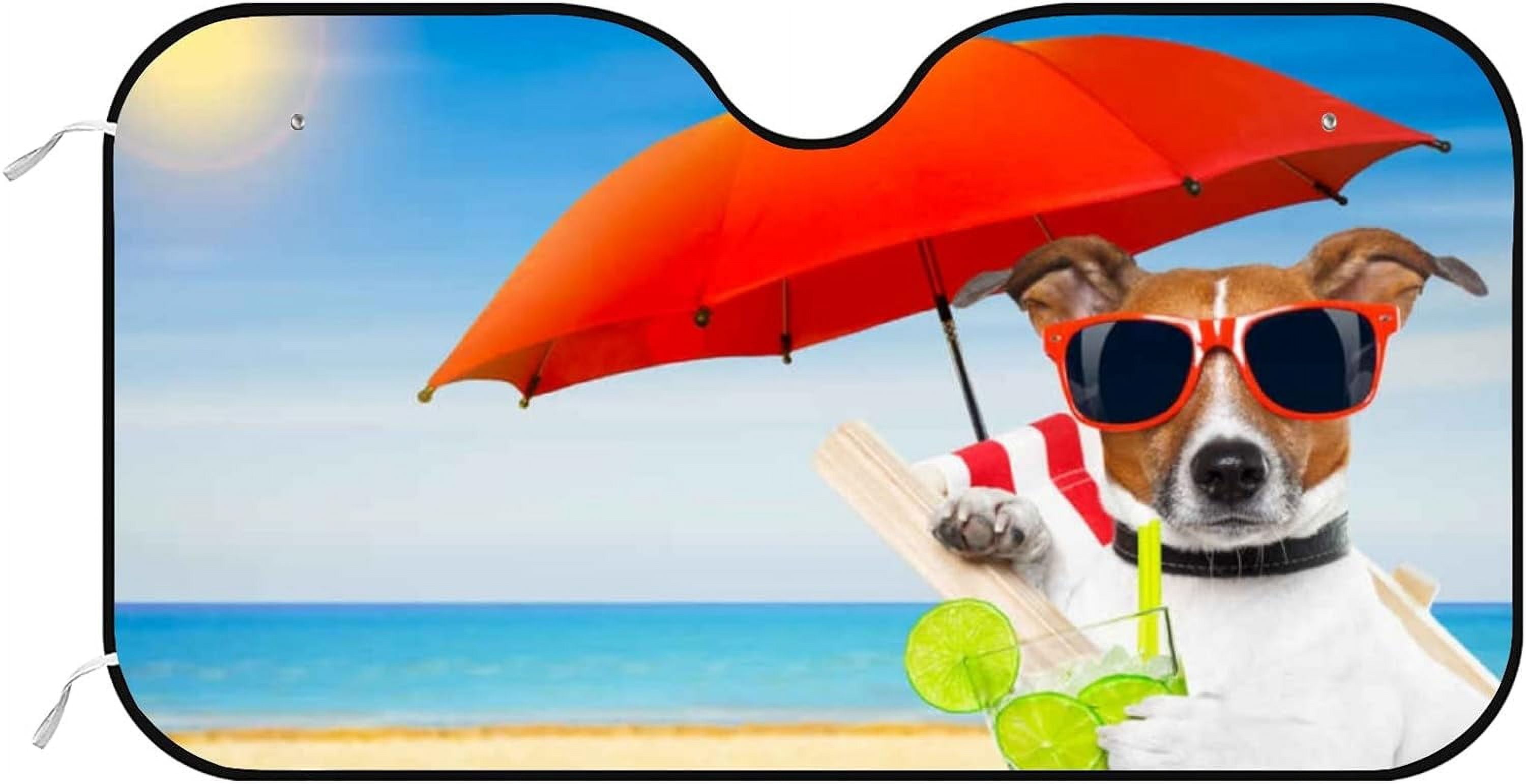 GZHJMY Car Windshield Sunshade Jack Russel Dog Drinking Cocktail on ...