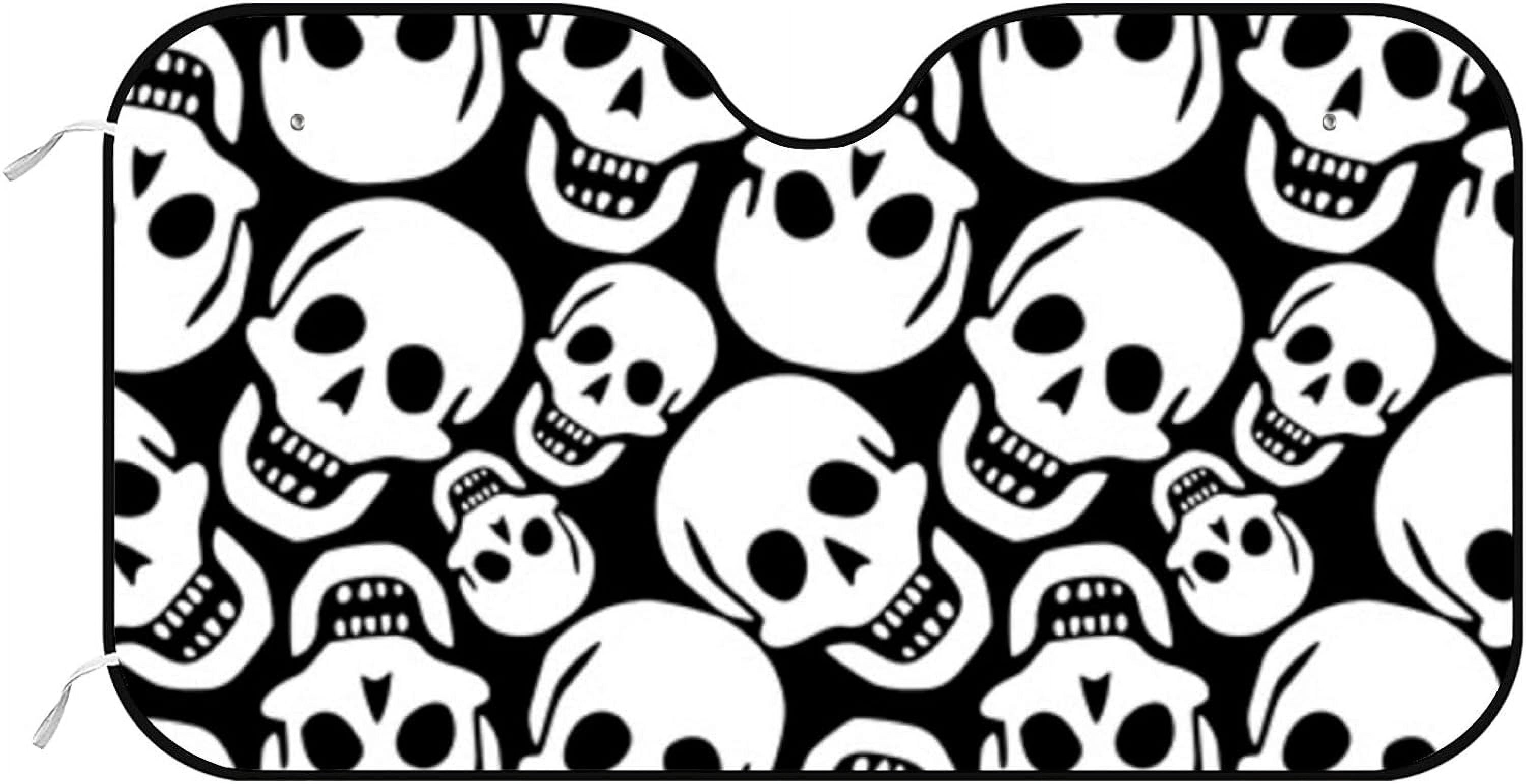 GZHJMY Car Windshield Sunshade Skeleton Head, Foldable Car Visor Front ...