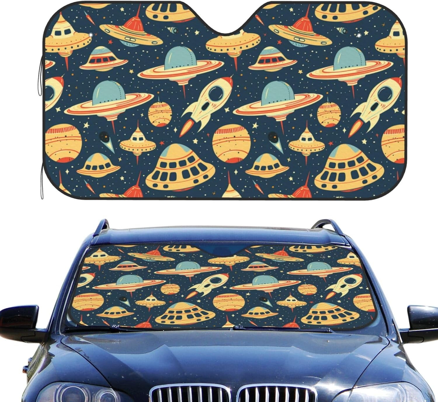 GZHJMY Car Windshield Sunshade Space Saucers Alien Auto Sun Shade Car ...