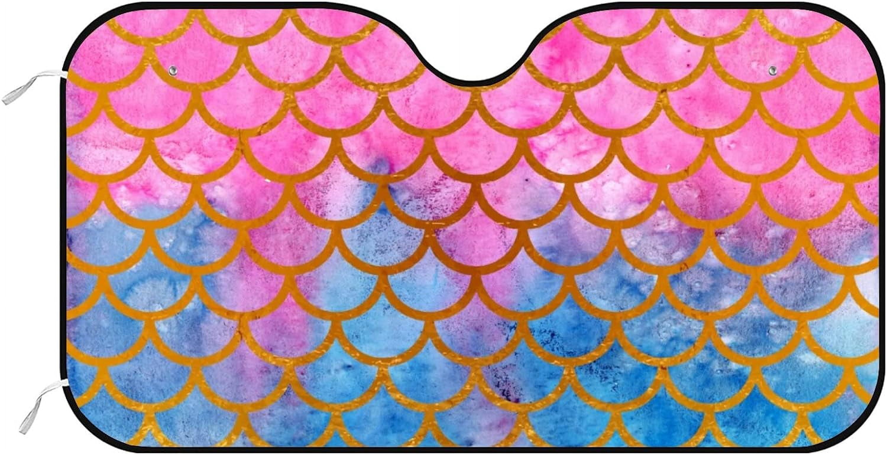 GZHJMY Car Windshield Sunshade Watercolor Mermaid Scales Fish Scales ...