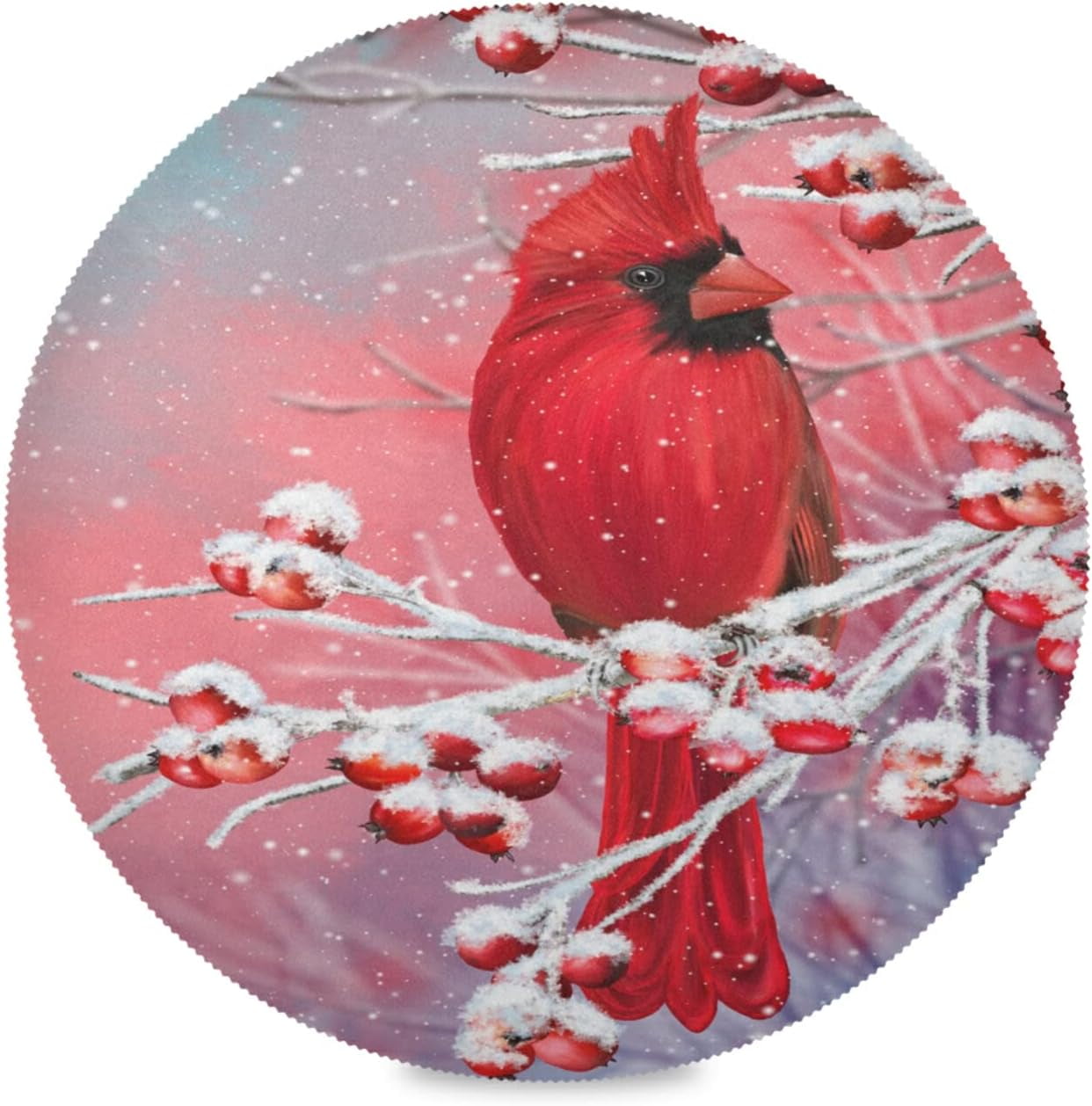 GZHJMY Cardinal Bird Round Placemats Set of 4 Polyester Table Mat Easy ...